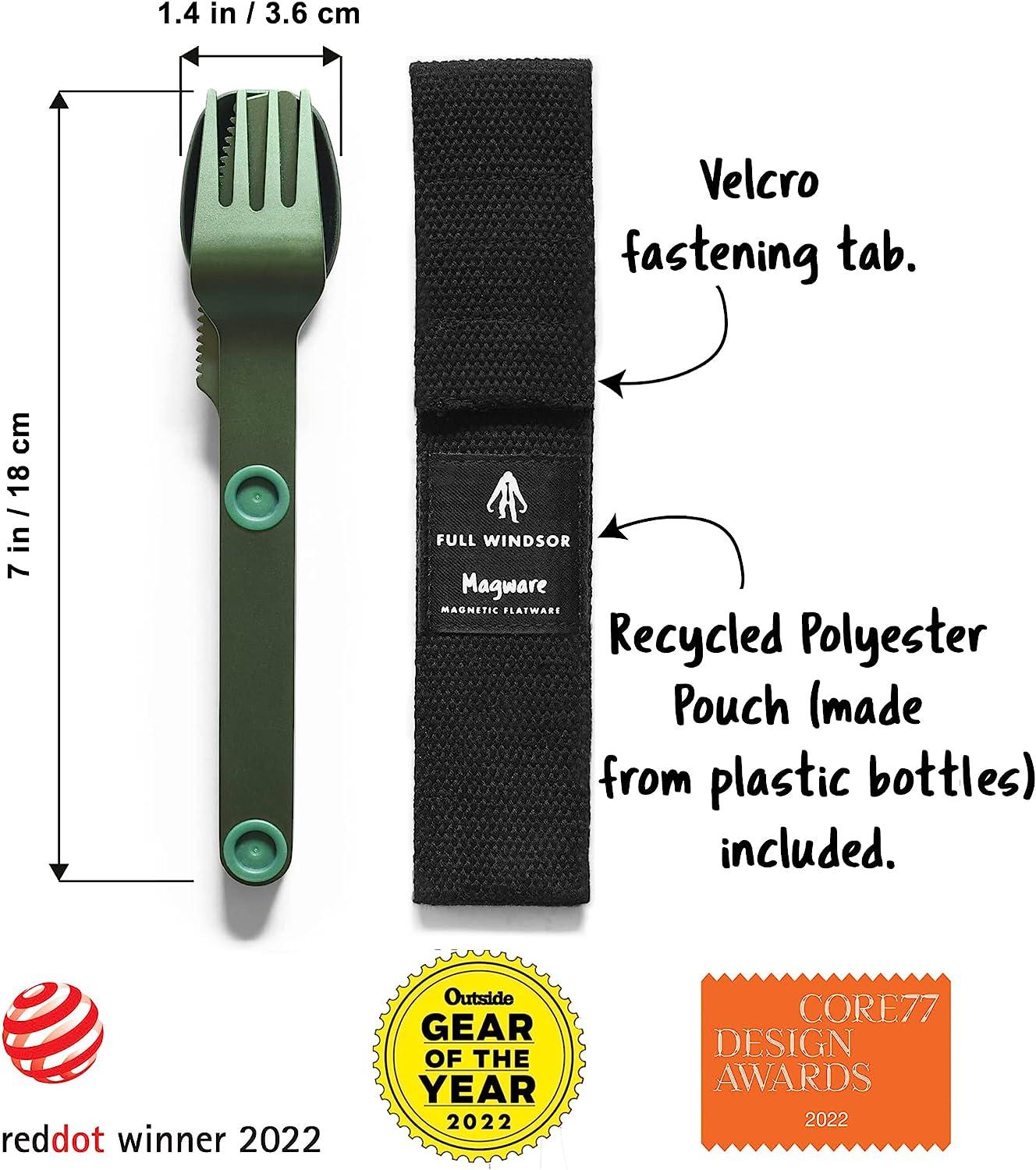 MAGWARE Magnetic Camping Utensils Set - Portable Metal Travel Flatware ...