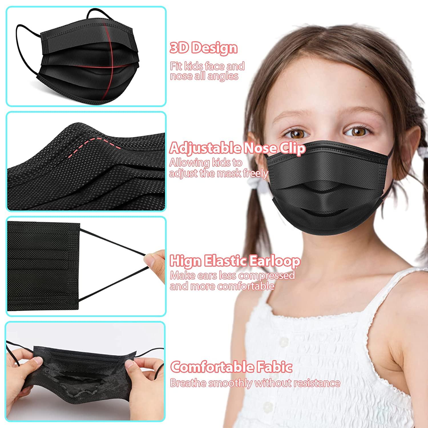 Kids Disposable Face Masks - 100 Pcs - Comfortable & Safe for Boys ...