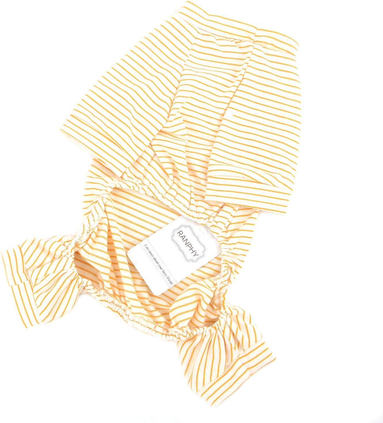 Ranphy Cotton Striped Pajamas for Small Dogs - Cartoon Hoodie Jumpsuit ...