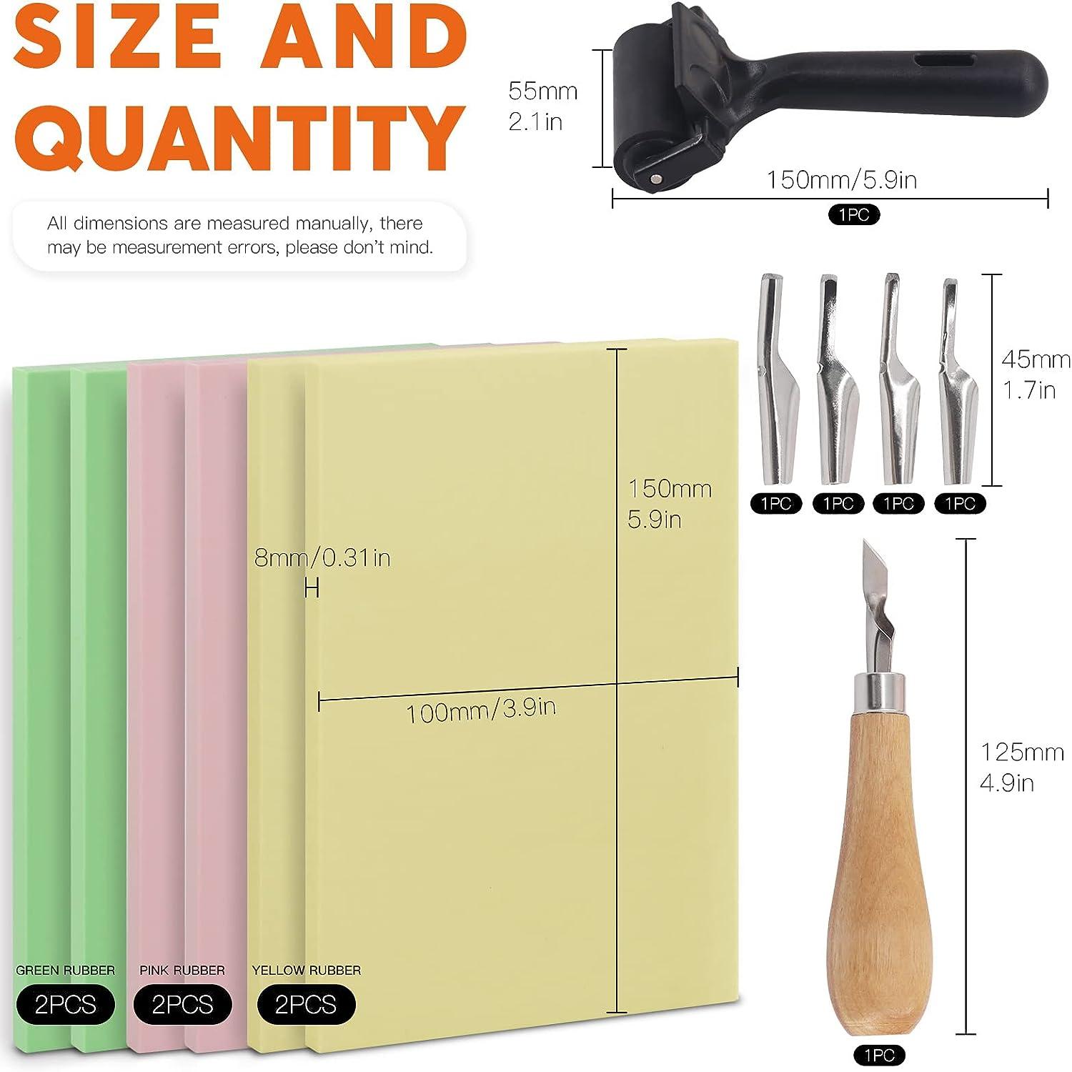 Rustark 12Pcs Rubber Stamp Making Kit with Stamp Block Rubber Brayer ...