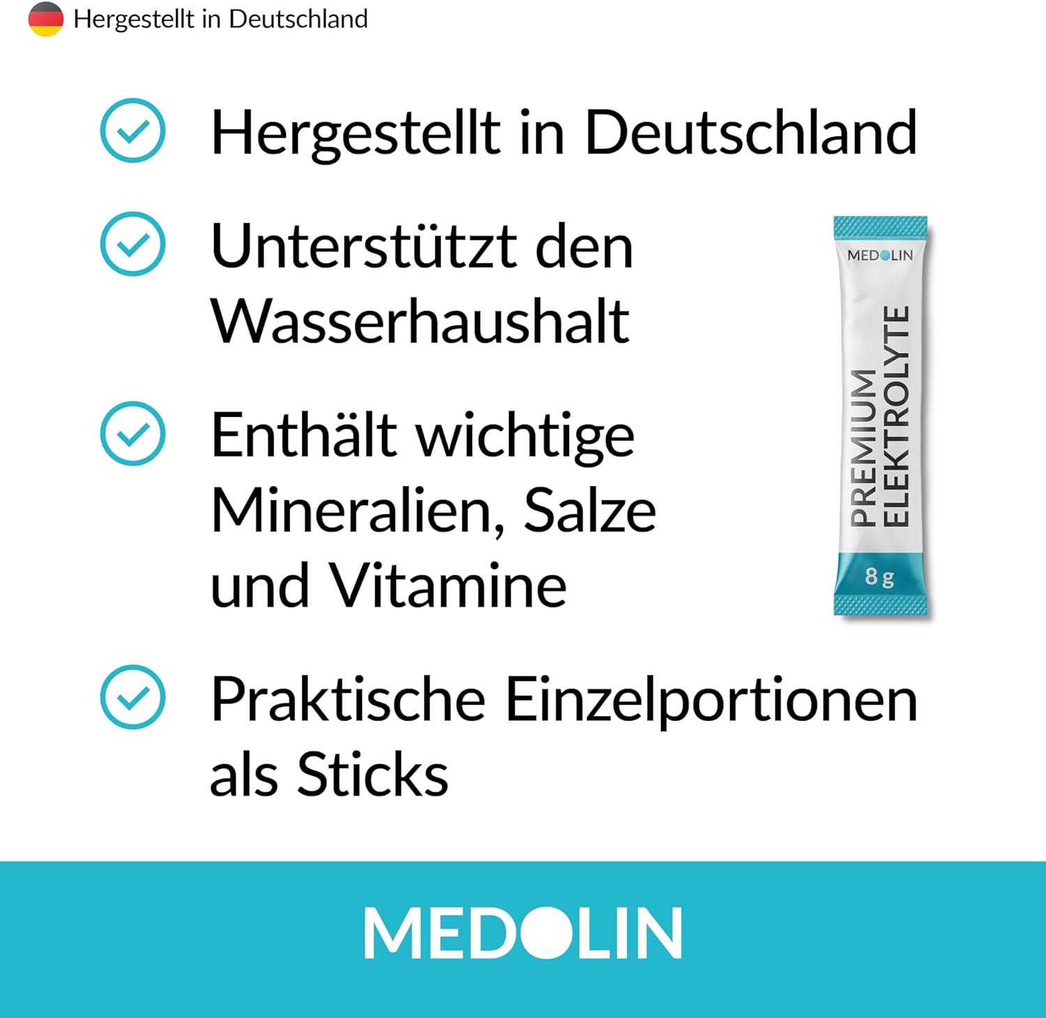Medolin Electrolyte Powder - Premium Vegan & Gluten-Free 20 Sticks ...
