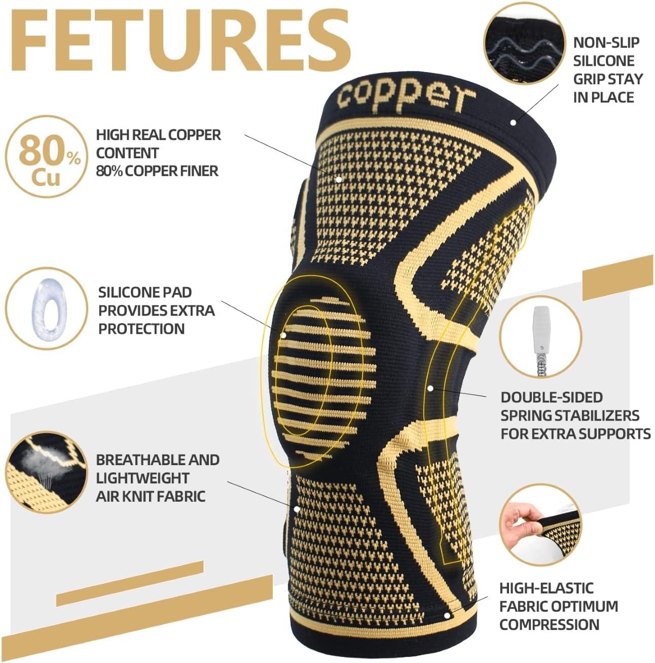 Lexniush Copper Knee Support Brace for Arthritis & Joint Pain Relief ...