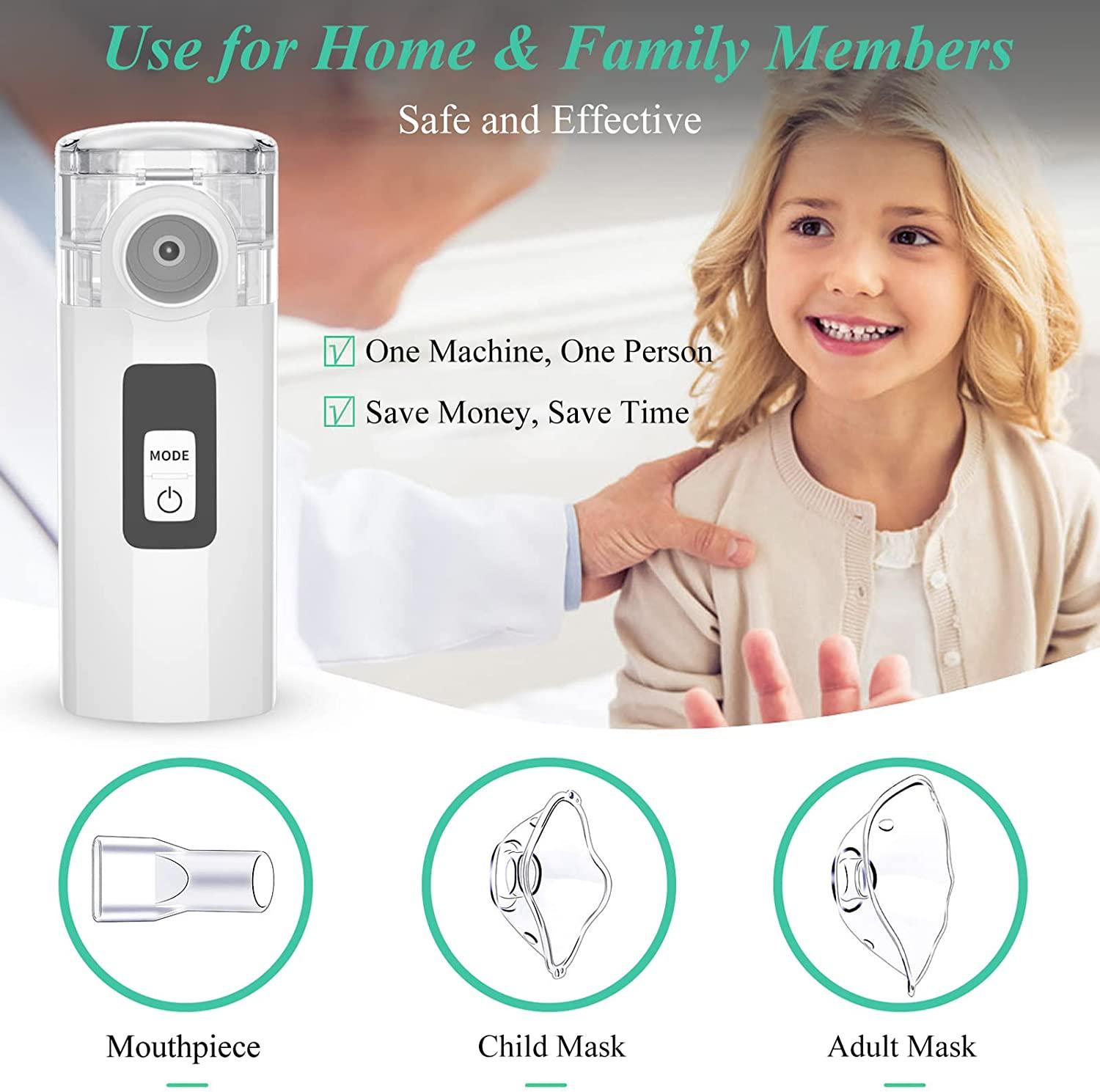 Portable Rechargeable Asthma Nebulizer for Kids with Two Masks - Home ...