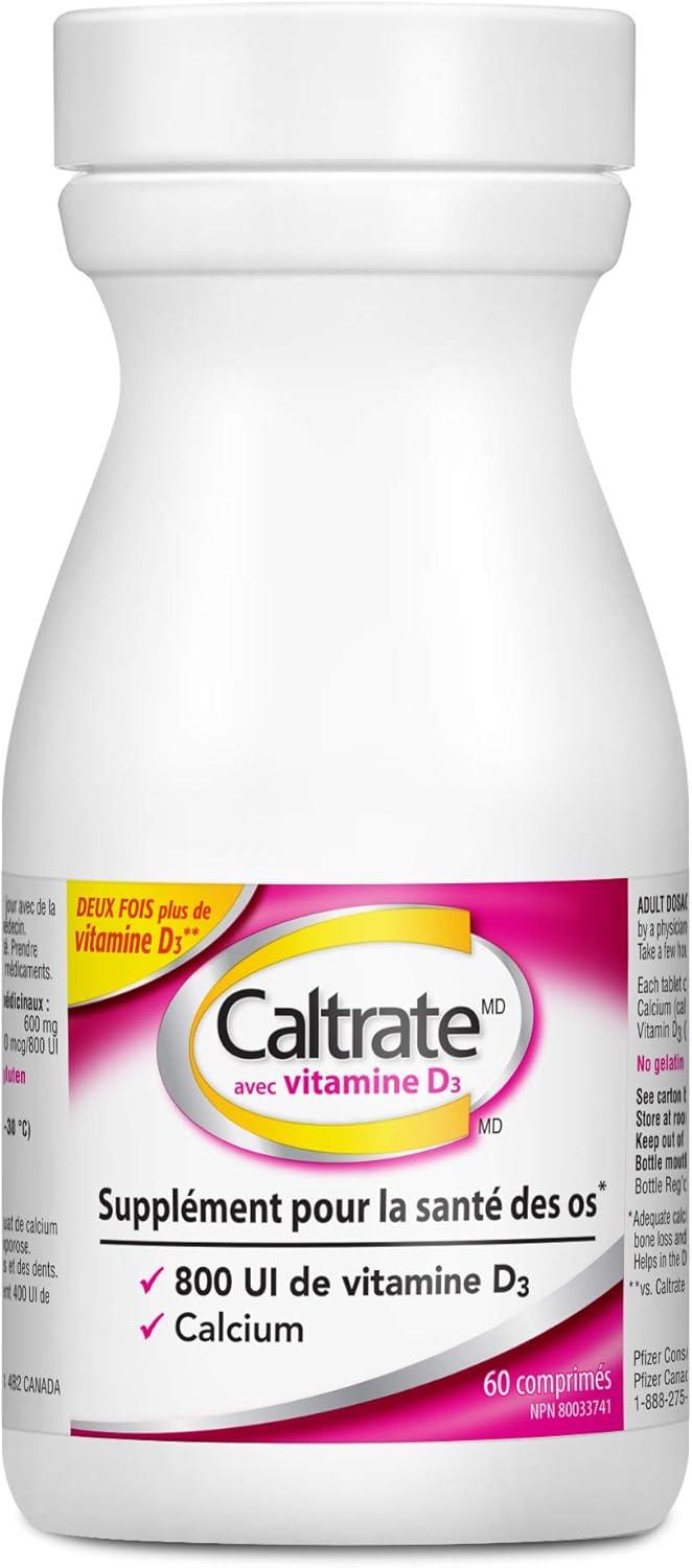 Caltrate with Vitamin D3 (60 Count) 600 mg Calcium Vitamin D3 Bone ...