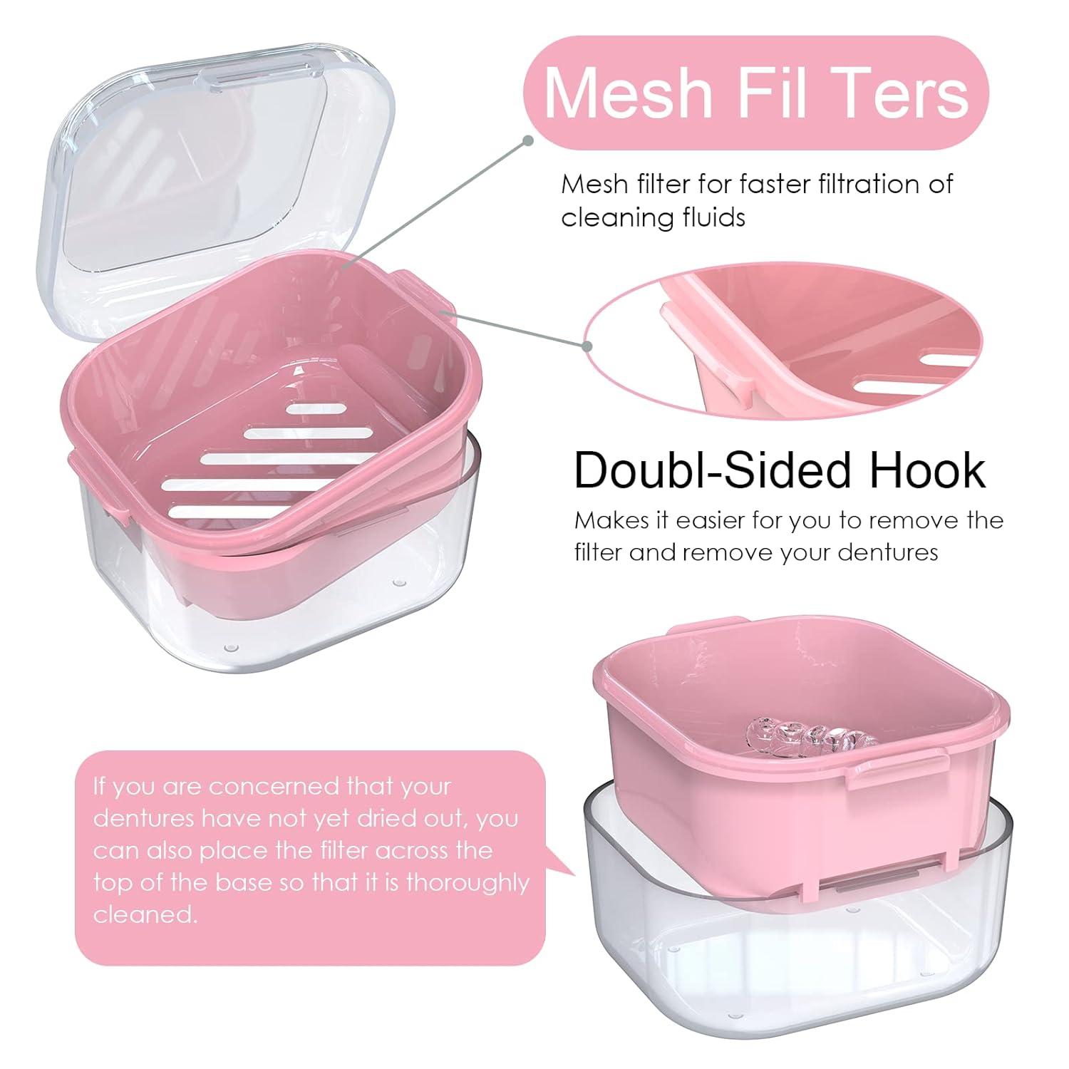 ARGOMAX Denture Case for Thorough Cleaning of Dentures - Dark Pink ...