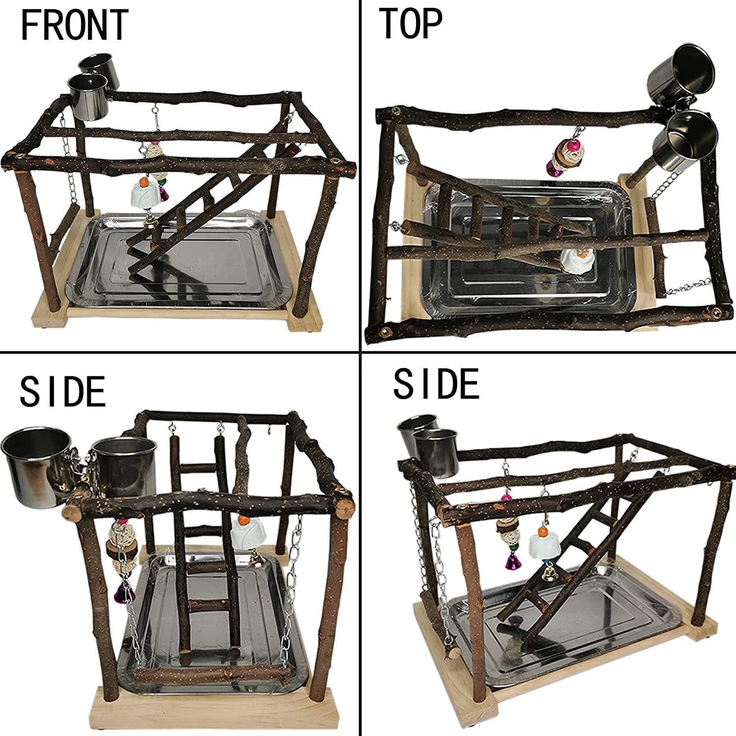 Tfwadmx Parrots Playstand with Feeding Cups, Perch Stand, and Toys ...