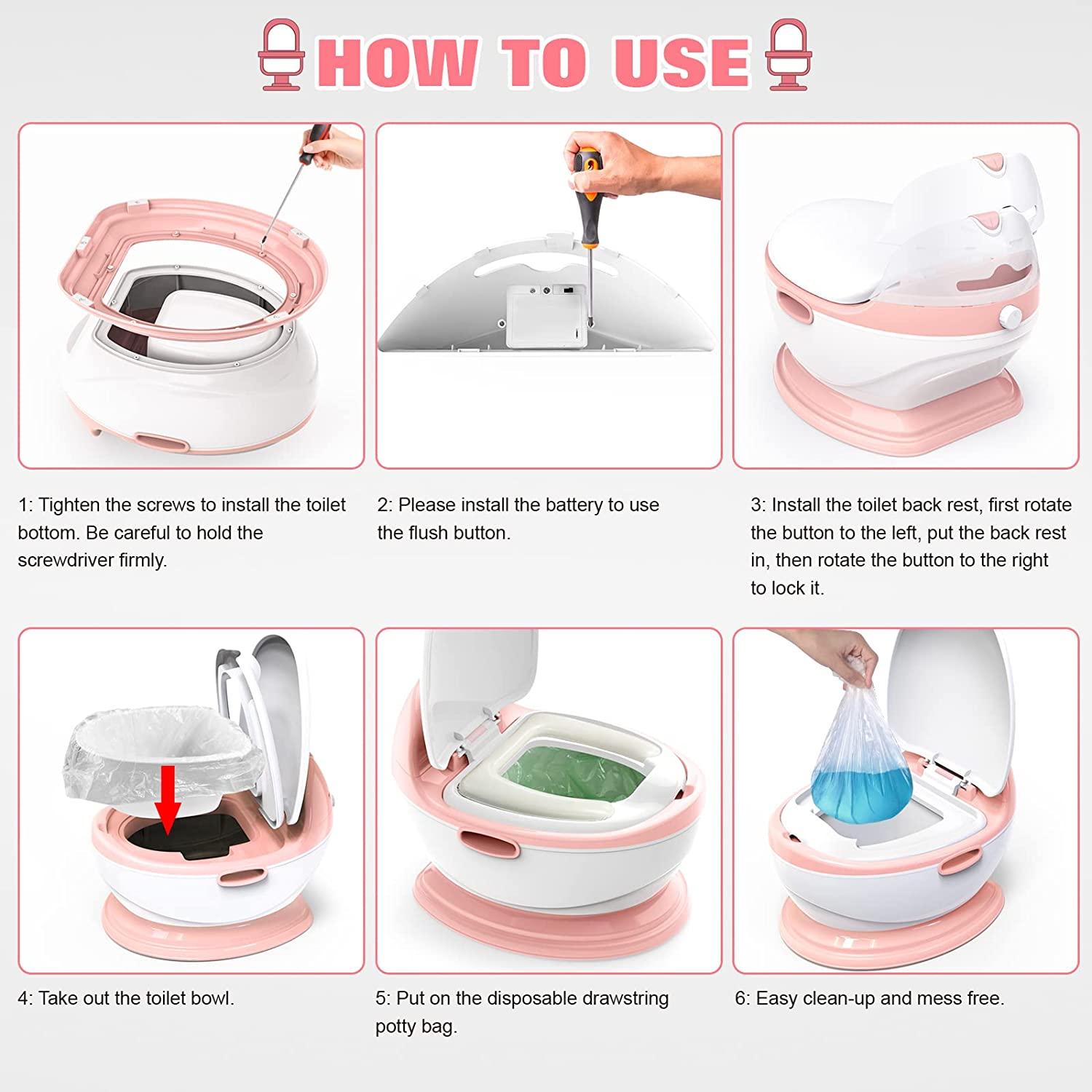 711TEK Realistic Pink Potty Training Toilet for Kids and Toddlers | Buy ...