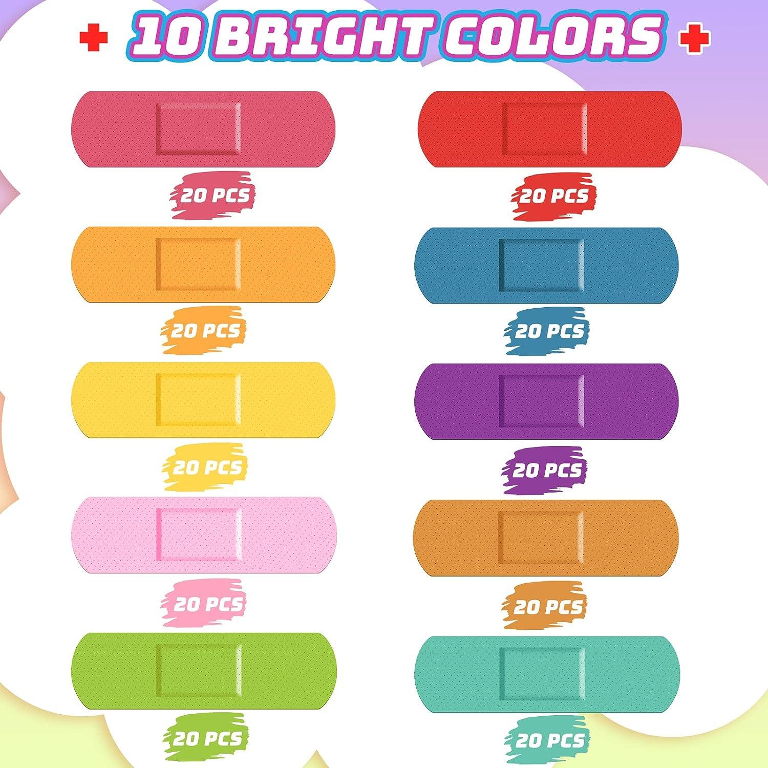 Lounsweer 200 Pcs Neon Color Kids Bandages - Waterproof, Breathable ...