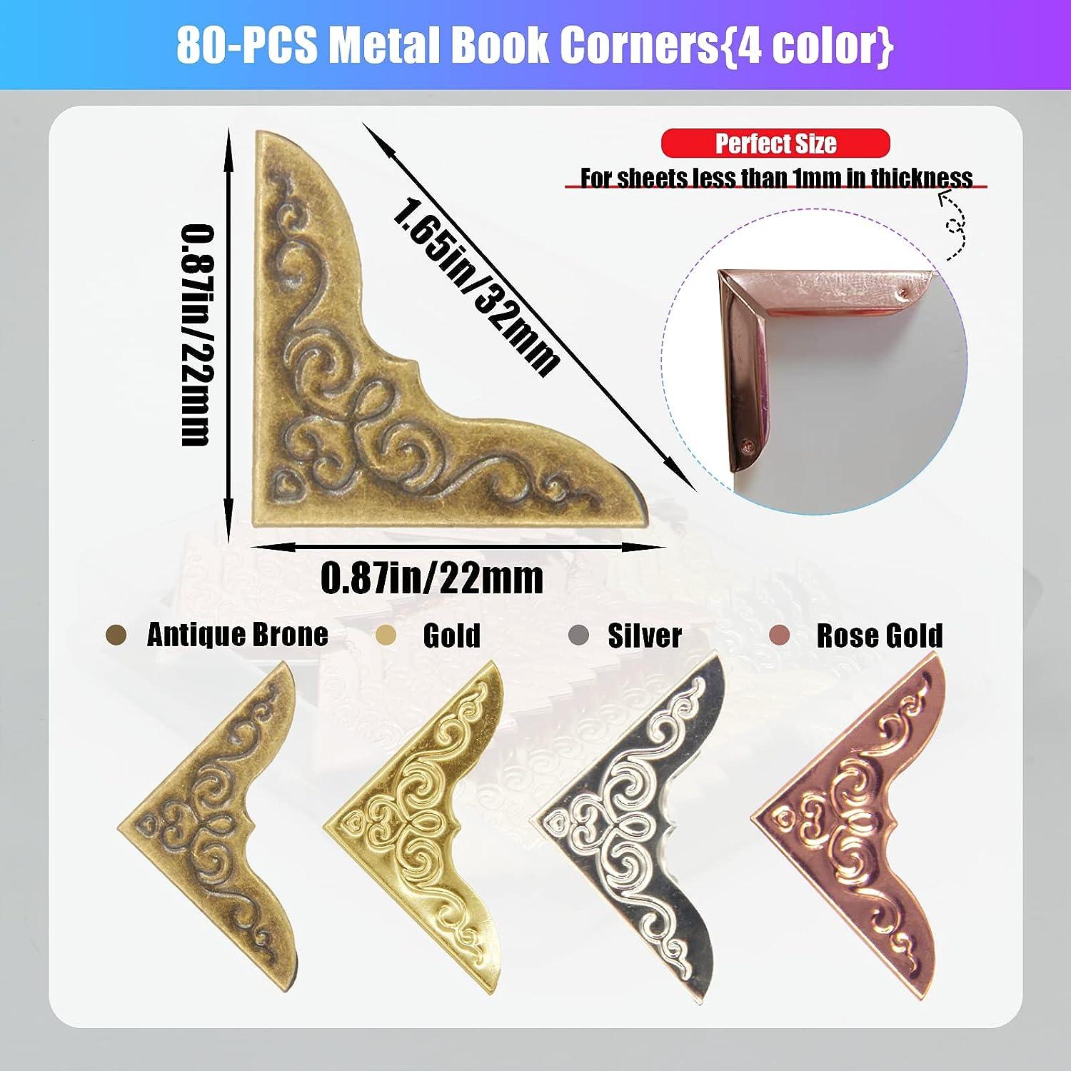 80-PCS Metal Book Corners Small Book Corner Protector Iron Corner ...