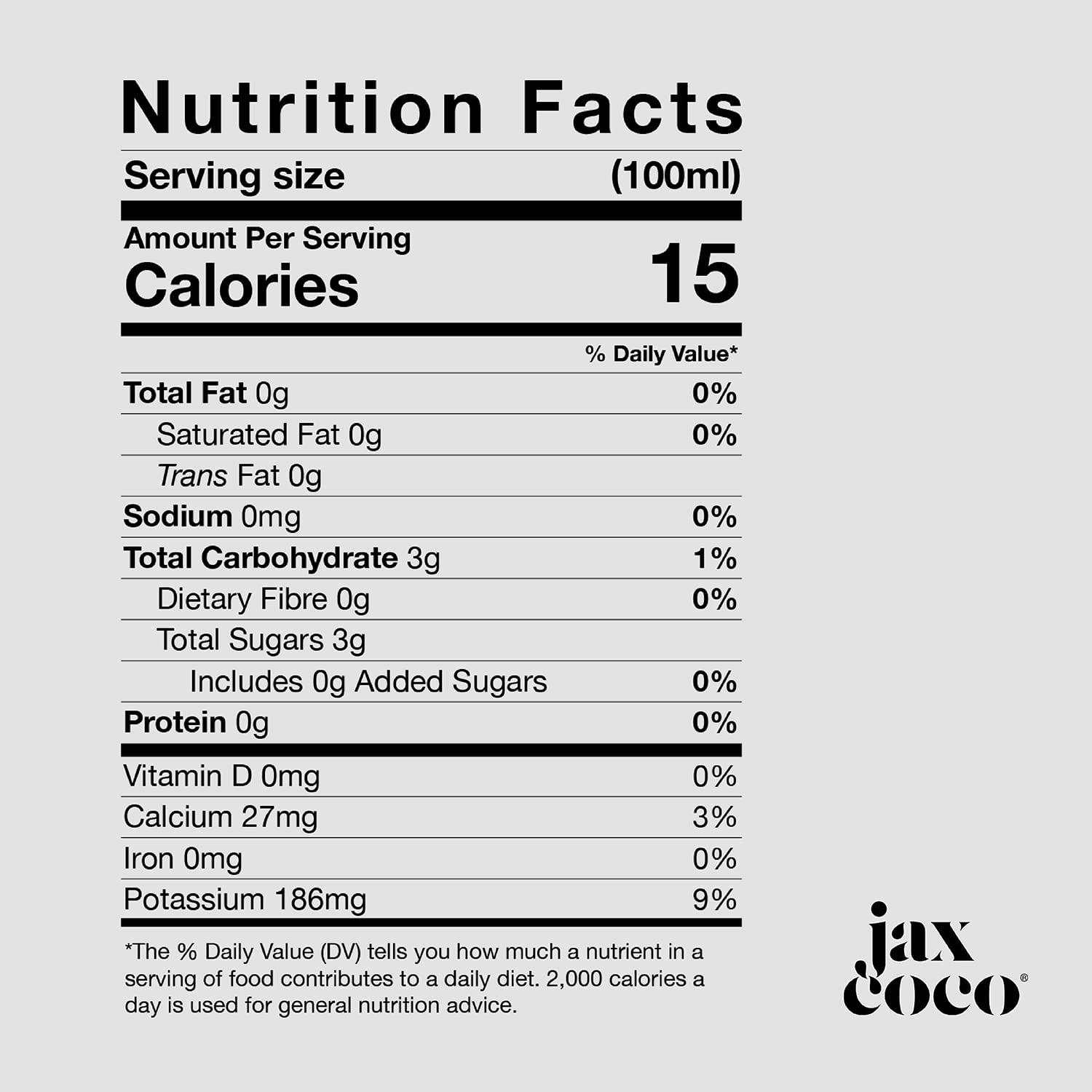 Jax Coco 100% Pure Coconut Water - 24x330ml | No Added Sugar Low ...