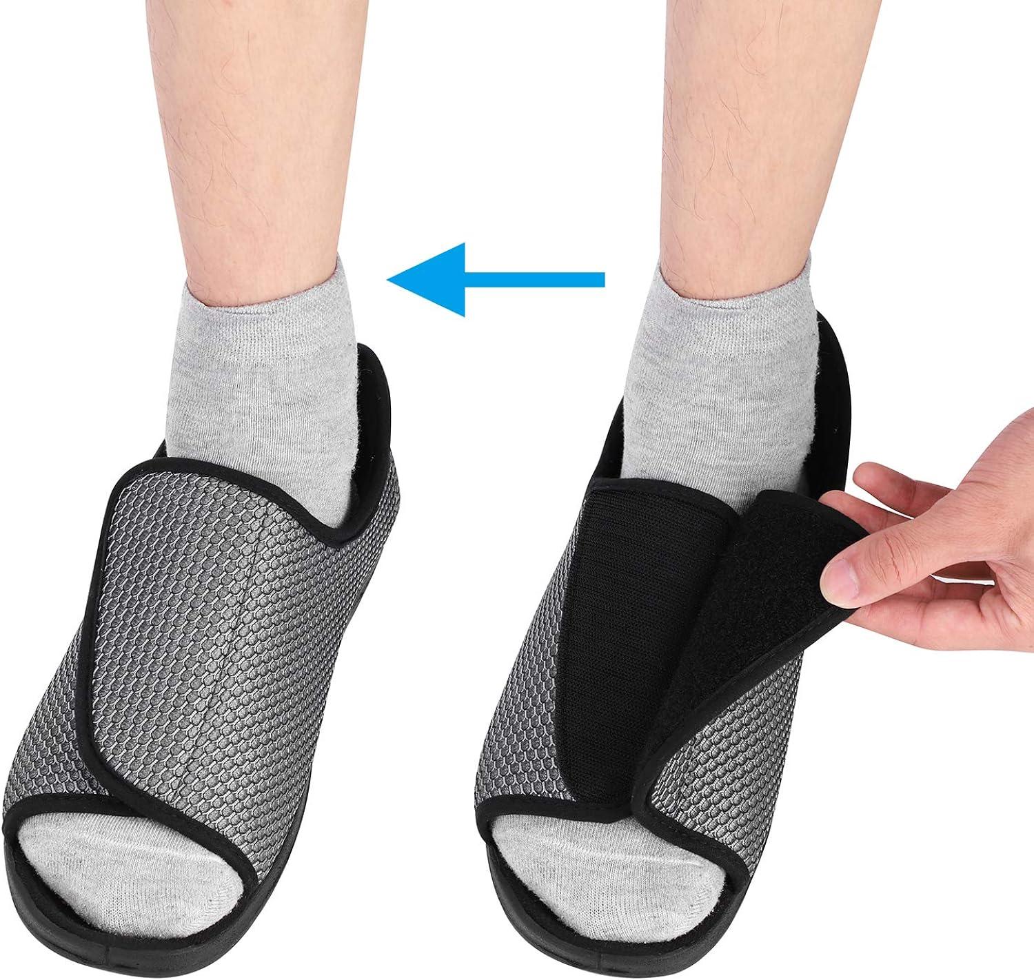 Men's Diabetic Recovery Slippers - Adjustable Wide Width Edema Shoes ...