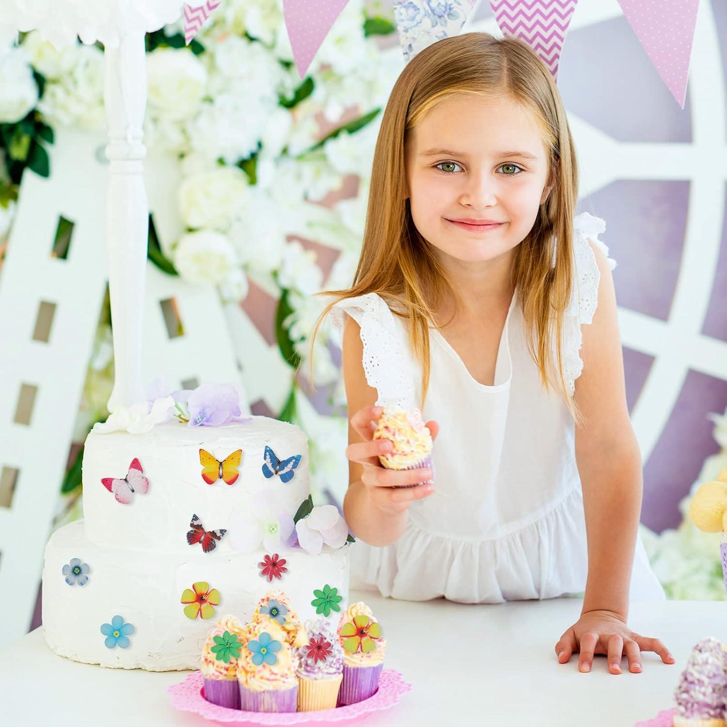 Caromoriber House 100 Pack Edible Butterfly Cupcake Toppers Wafer Paper ...