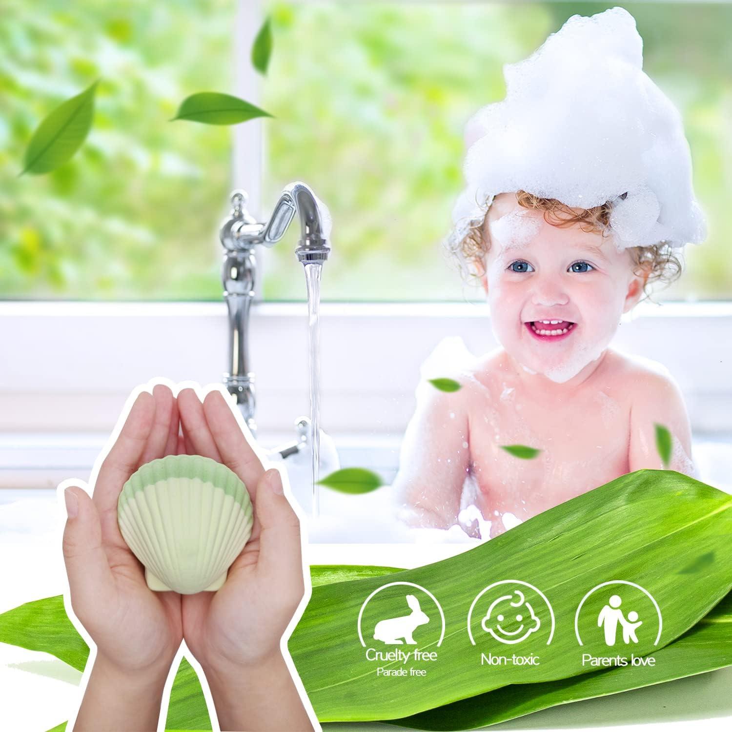 Mermaid Bath Bombs for Kids Girls - 6 Pcs Natural Fizzy Shell Bubble ...