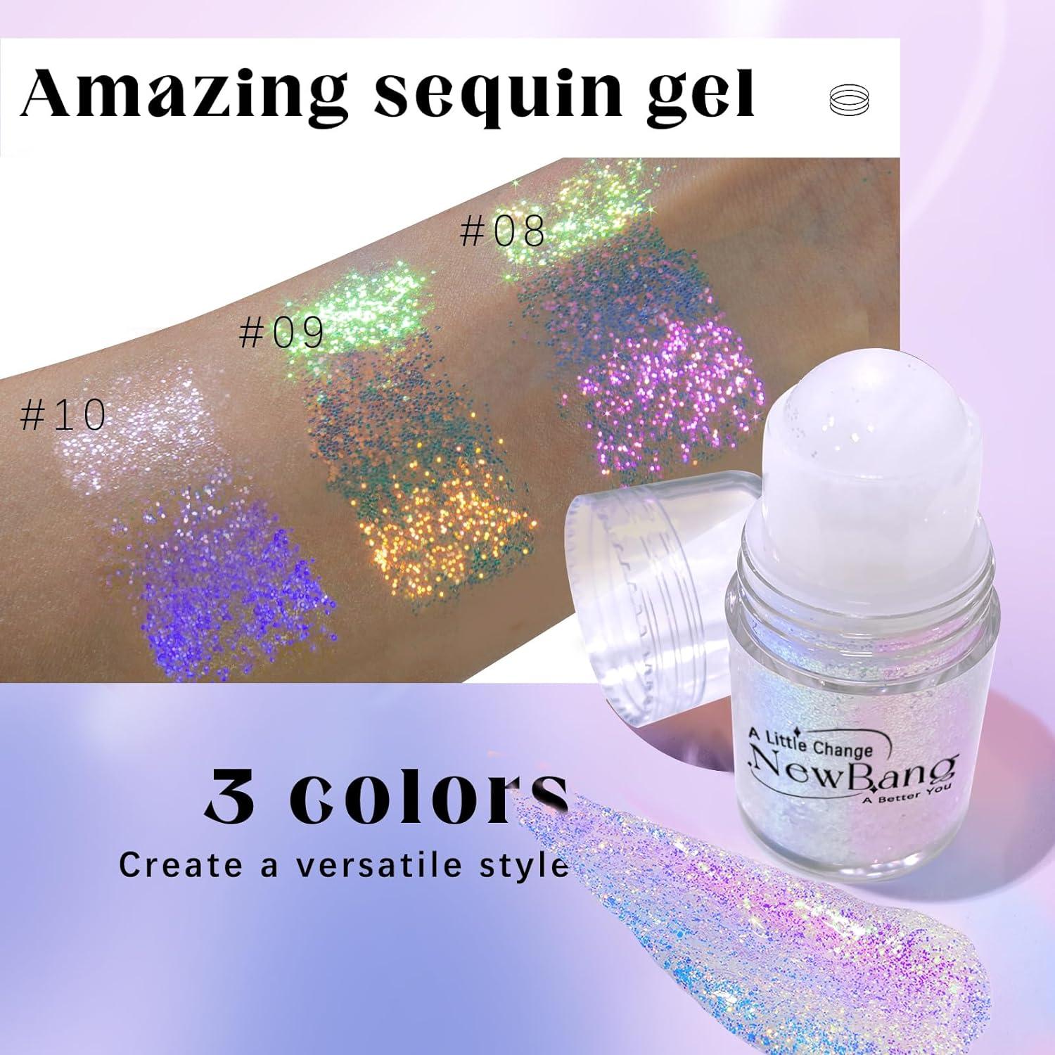 NewBang Roll-on Holographic Body Glitter Gel - Chameleon Color Changing ...