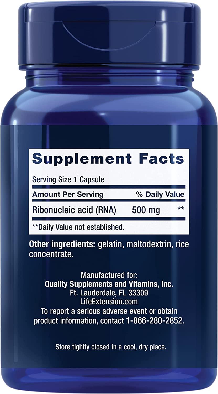 Life Extension RNA Capsules 500 mg - 100 Count | Boost Cellular Health ...