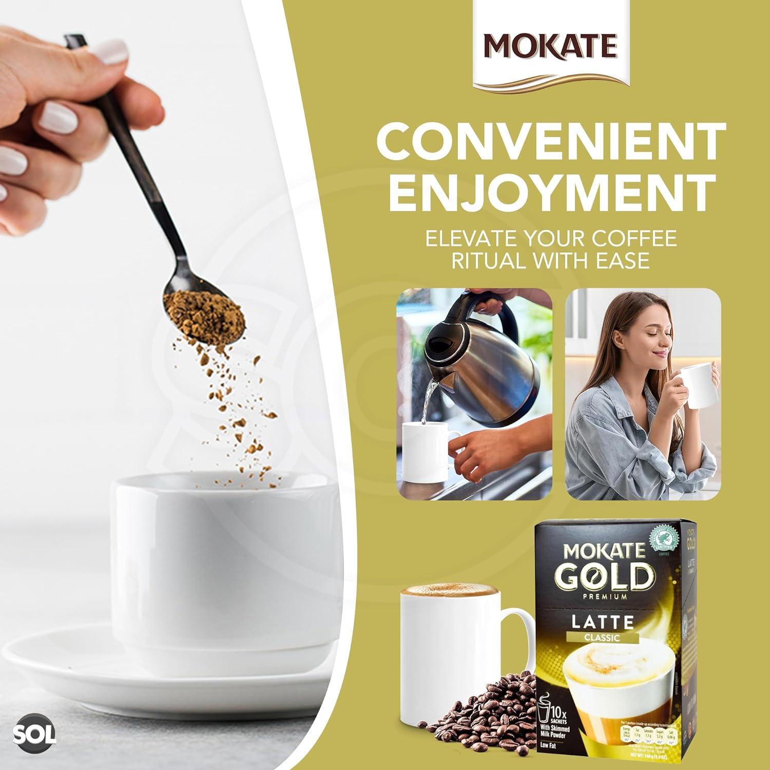 SOL 120pk (12 x 10pk) Mokate Coffee Sachets Latte Classic Sachet Coffee ...