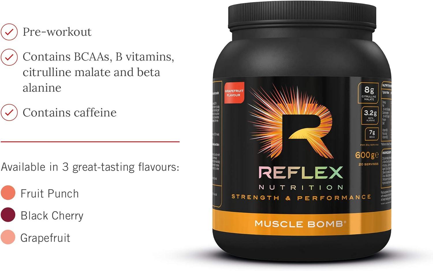 Reflex Nutrition Muscle Bomb With Caffeine Ultimate PRE-WORKOUT POWDER ...