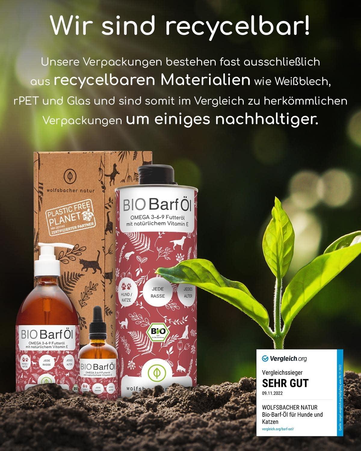 Organic BARF Feed Oil for Dogs & Cats | 100ml Cold Pressed Hemp Linseed ...