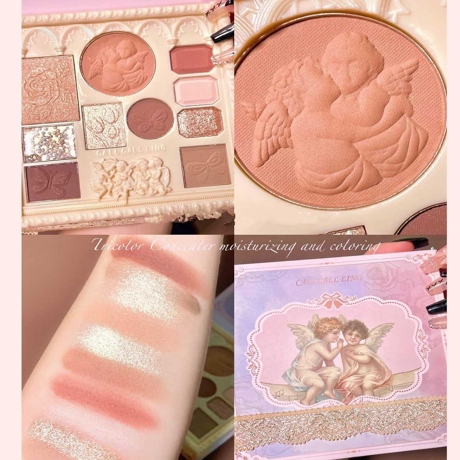 Embossed 10-Color Eyeshadow Palette: Matte & Glitter Shades, Blush ...