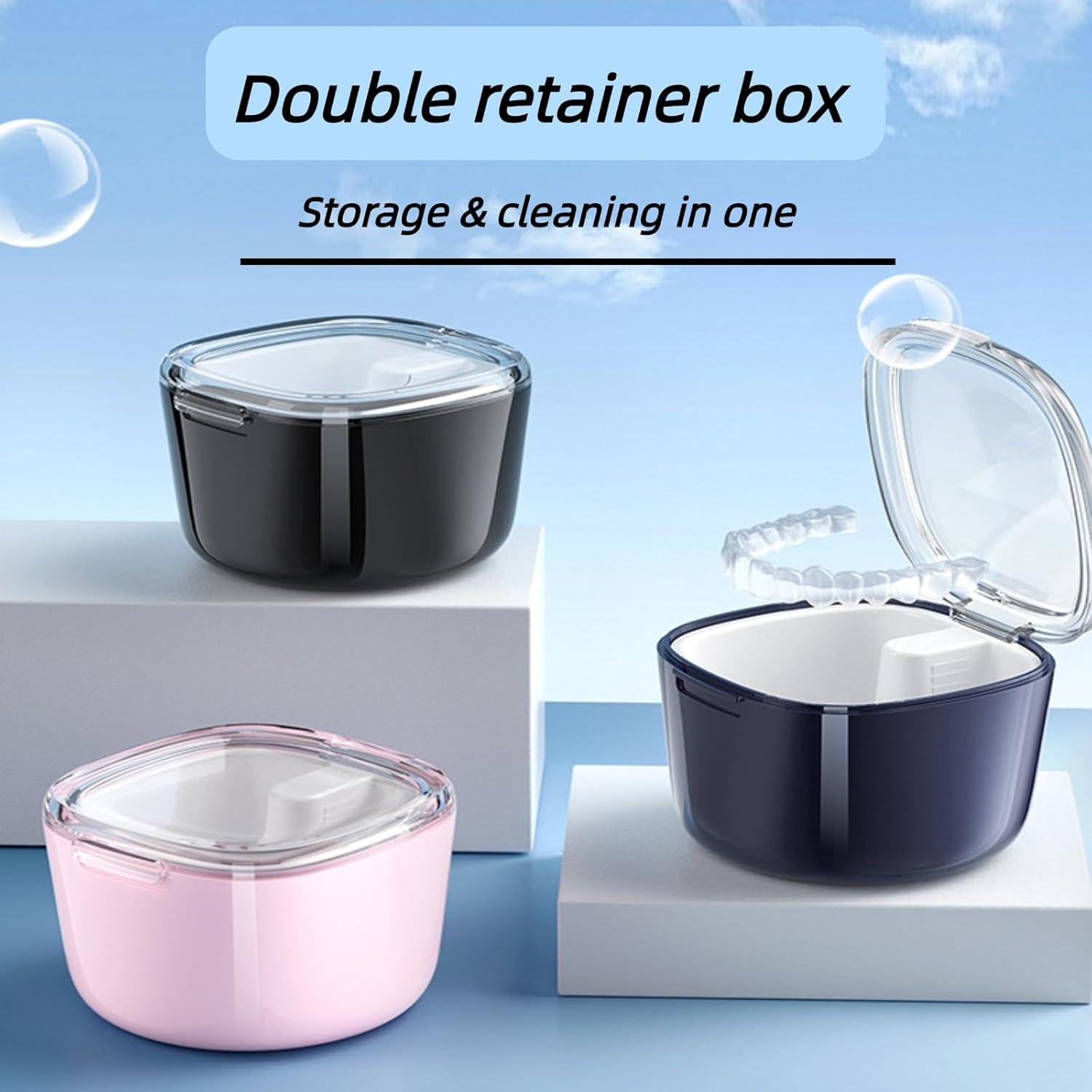 Denture Storage Box - Portable Immersion Box for Elderly Retainer ...