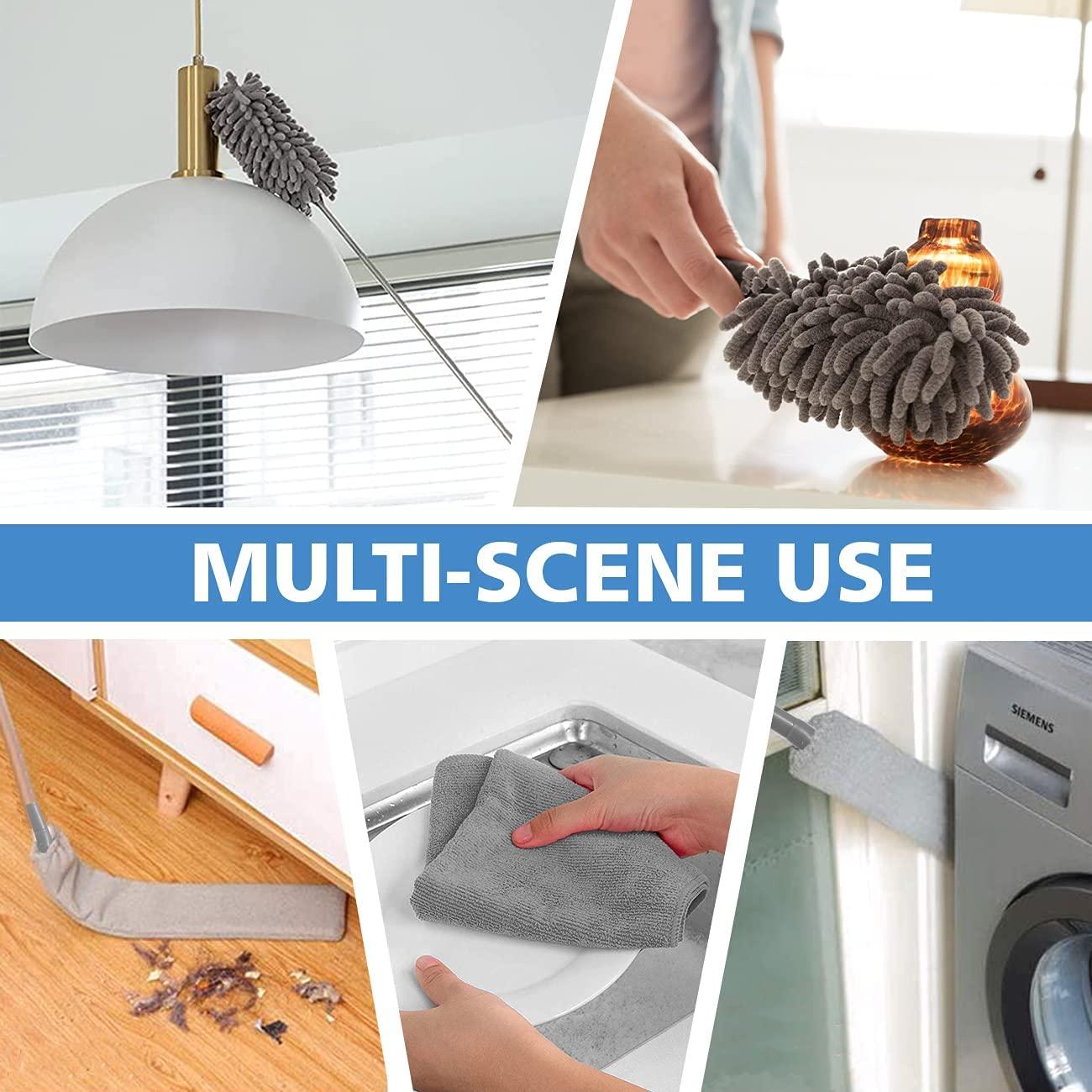 6 Piece Microfiber Duster Kit with Extendable Handle for High Ceilings ...