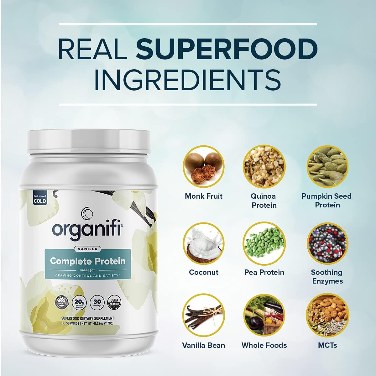 Organifi: Complete Protein Vanilla Flavor - Organic Vegan Plant Based ...