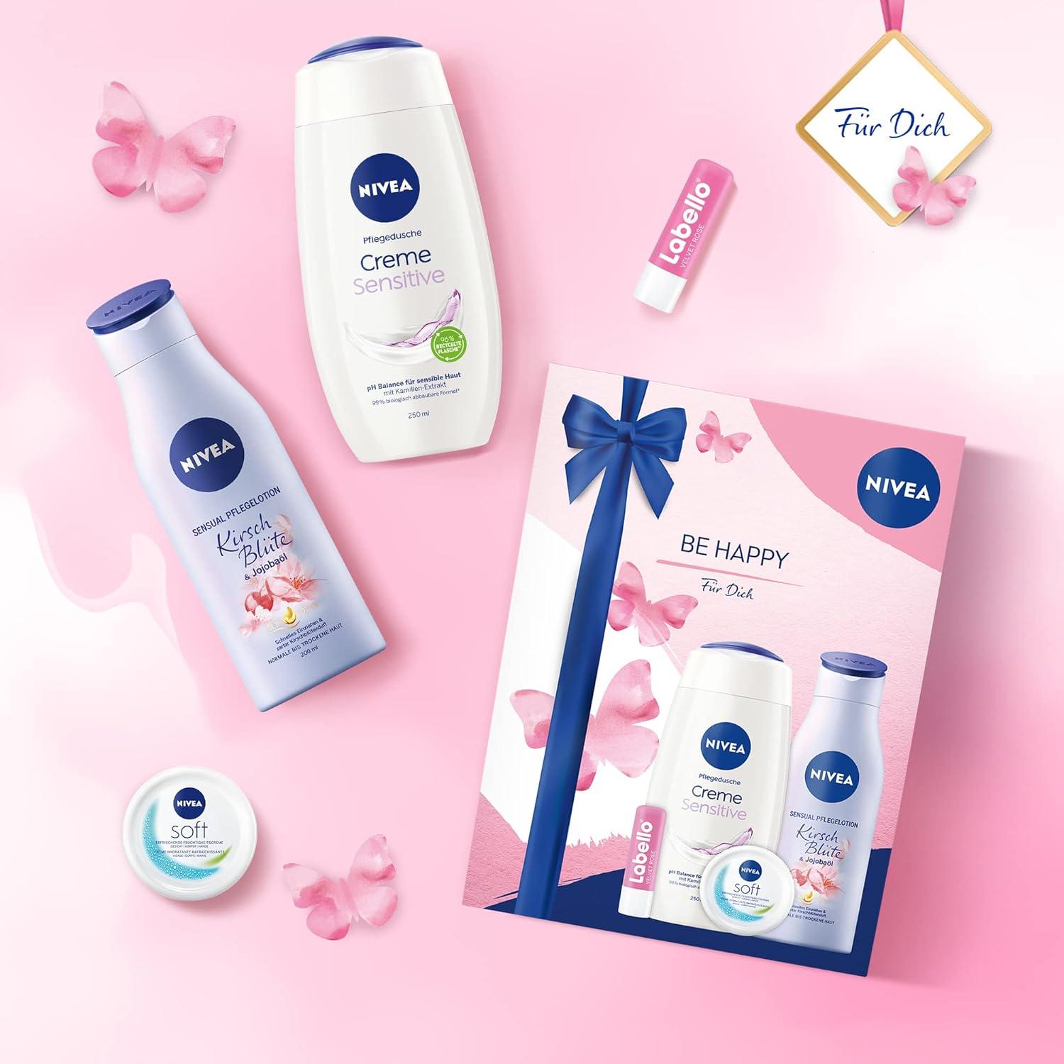 Nivea Be Happy Gift Set - Pampering Beauty Set with Shower Gel Body ...