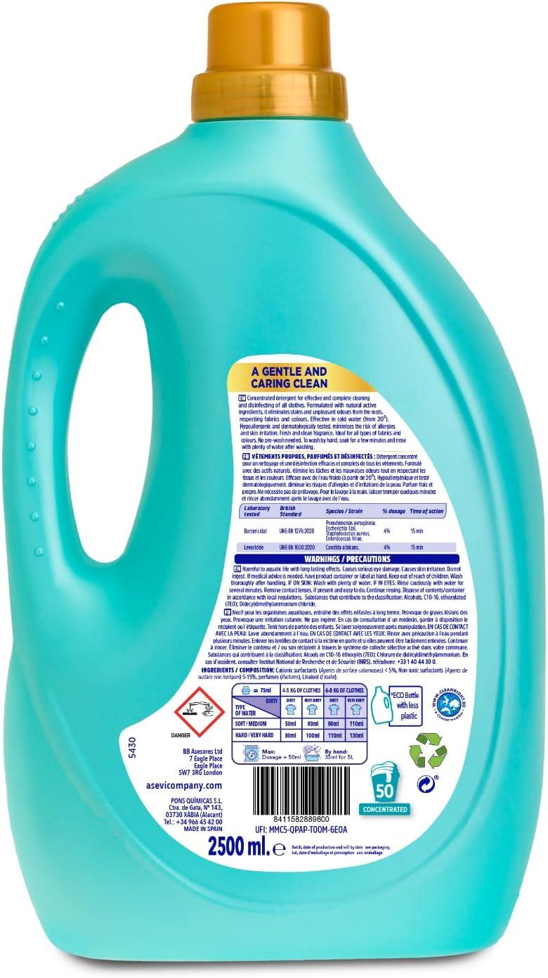 Asevi Max Hypoallergenic Non-Bio Laundry Detergent 2.5L - 50 Washes ...