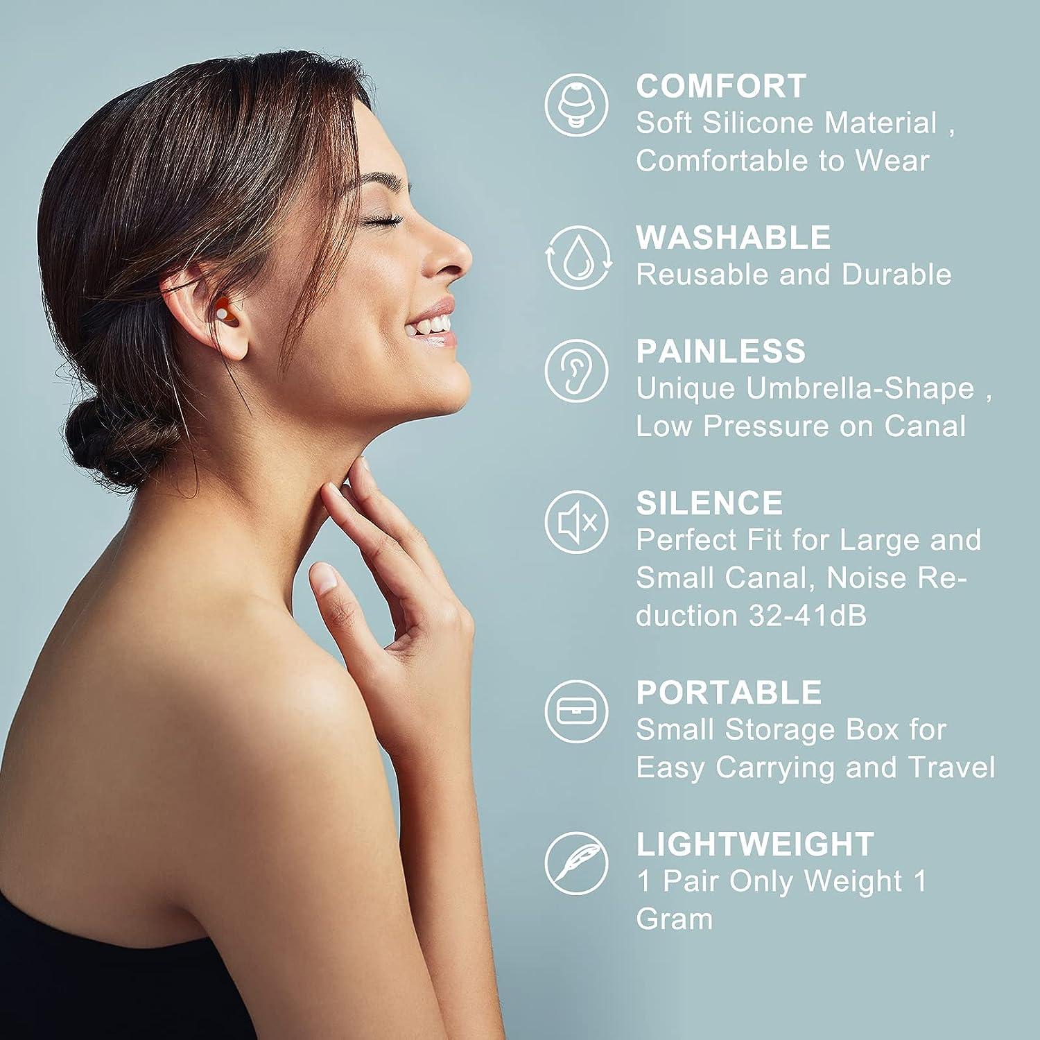 Silicone Soft Ear Plugs for Side Sleepers - 32dB Noise Reduction ...