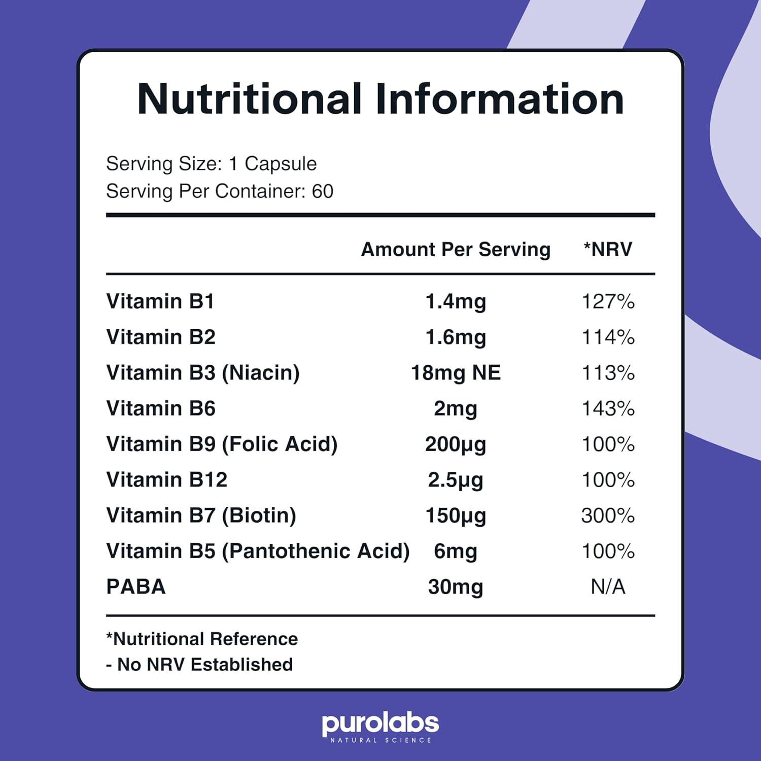 Puro High Strength Vitamin B Complex | 8 Essential B Vitamins ...