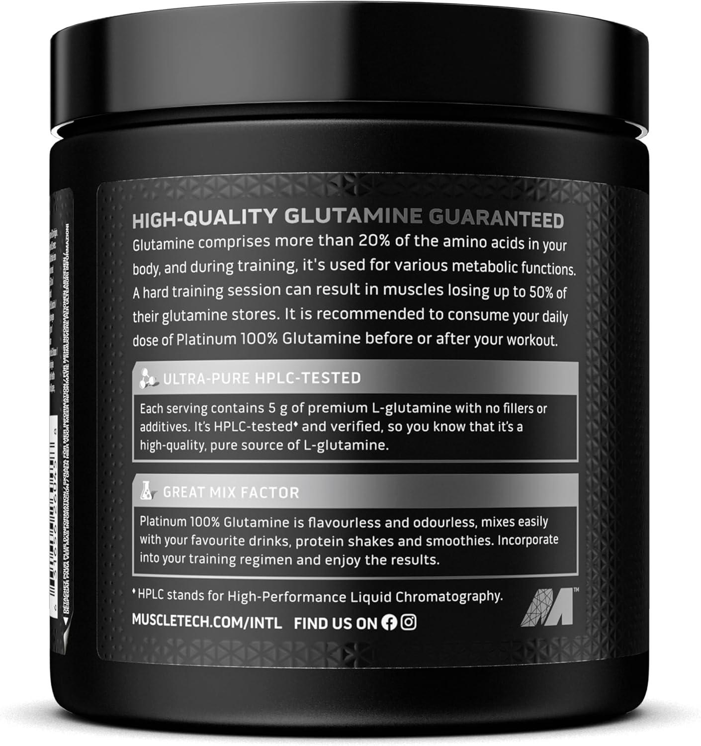 Muscletech Platinum 100% Glutamine Powder - Unflavored L-Glutamine ...