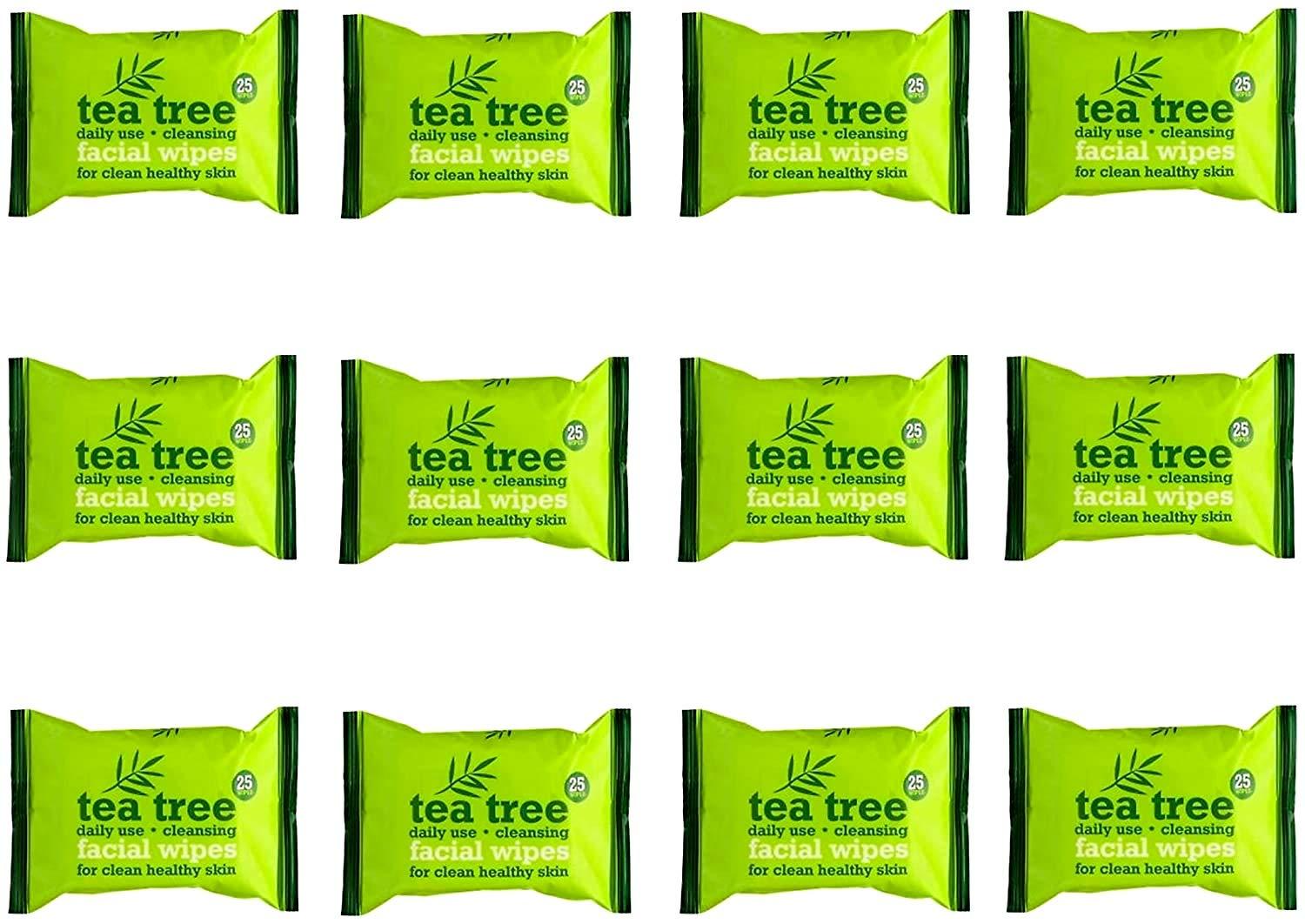 Tea Tree Daily Use Cleansing Facial Face Make Up Wipes (12 x 25 Packs ...
