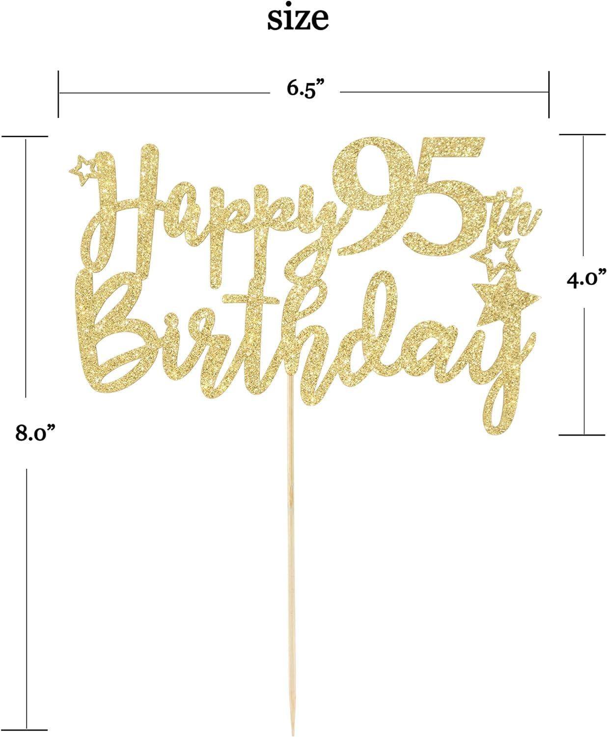 LOVENJOY Happy 95th Birthday Cake Topper Gold Glitter Hello 95 and ...