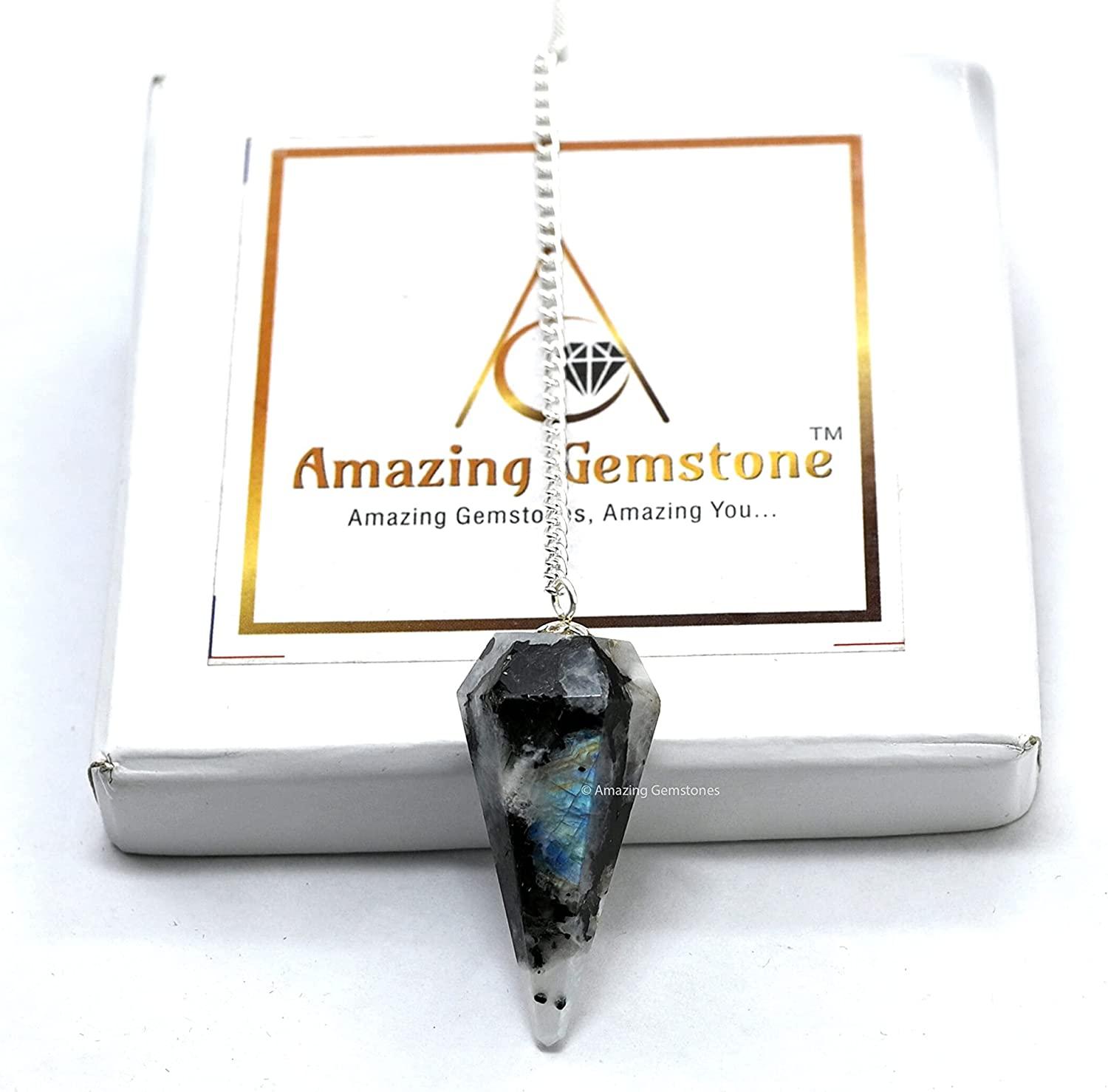 Crystal Pendulum for Divination - Dowsing Pendulum with Chakra Chain and Crystal Ball for Reiki ...