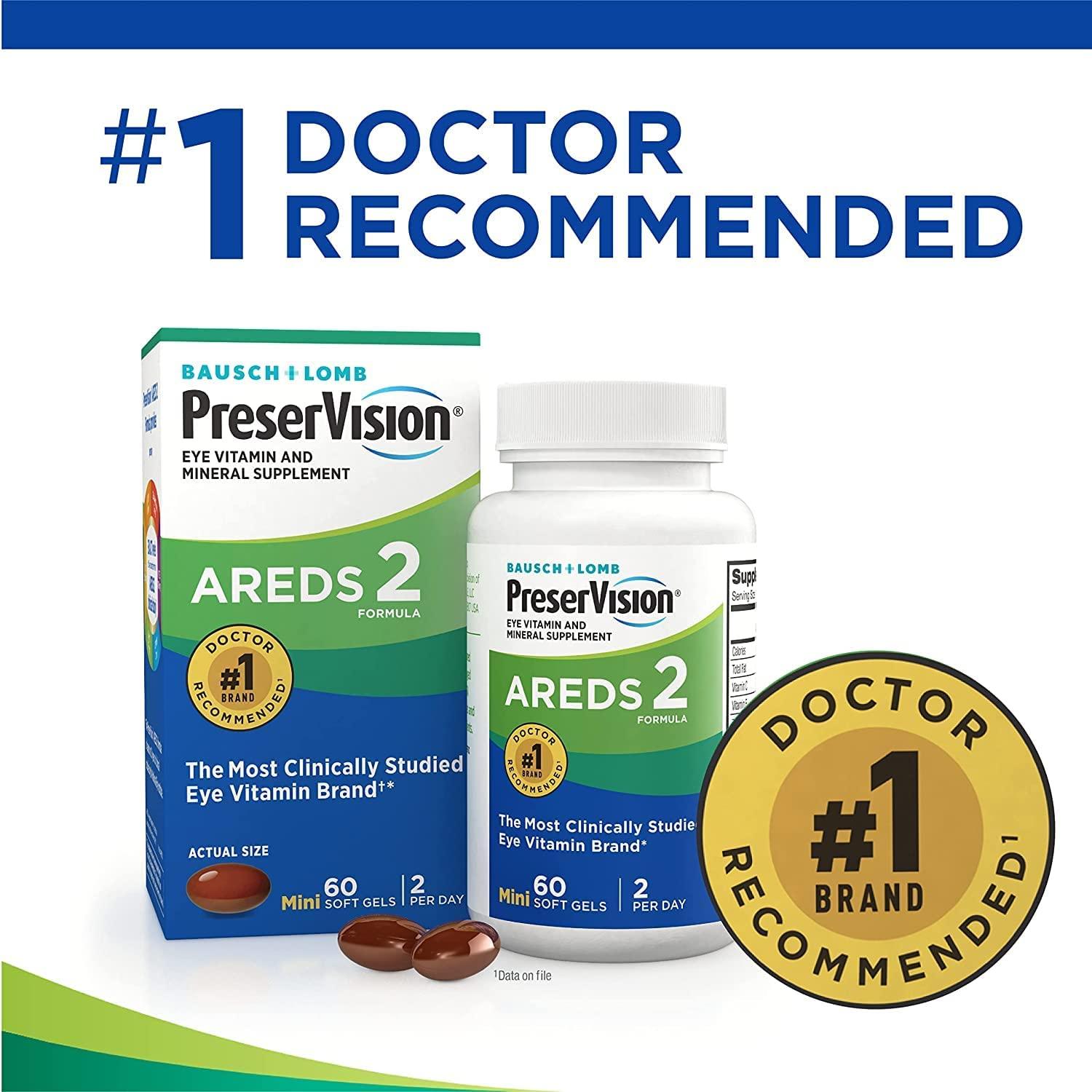 PreserVision AREDS 2 Eye Supplement - Lutein, Vitamin C, Zinc & E - 60 ...