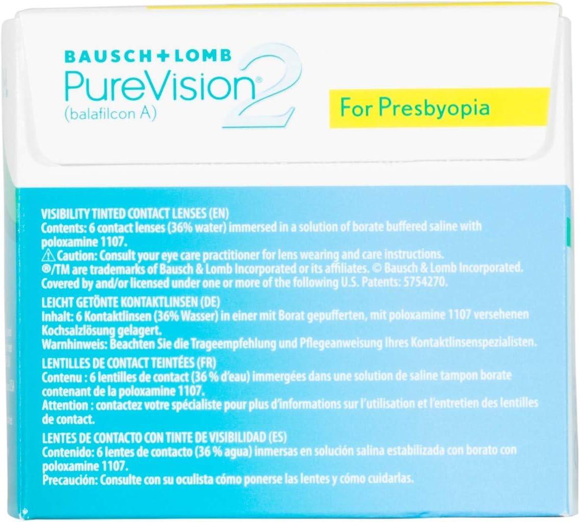 Bausch + Lomb PureVision 2 Presbyopia Monthly Lenses - Thin Varifocal Soft Contacts (6 Pack ...