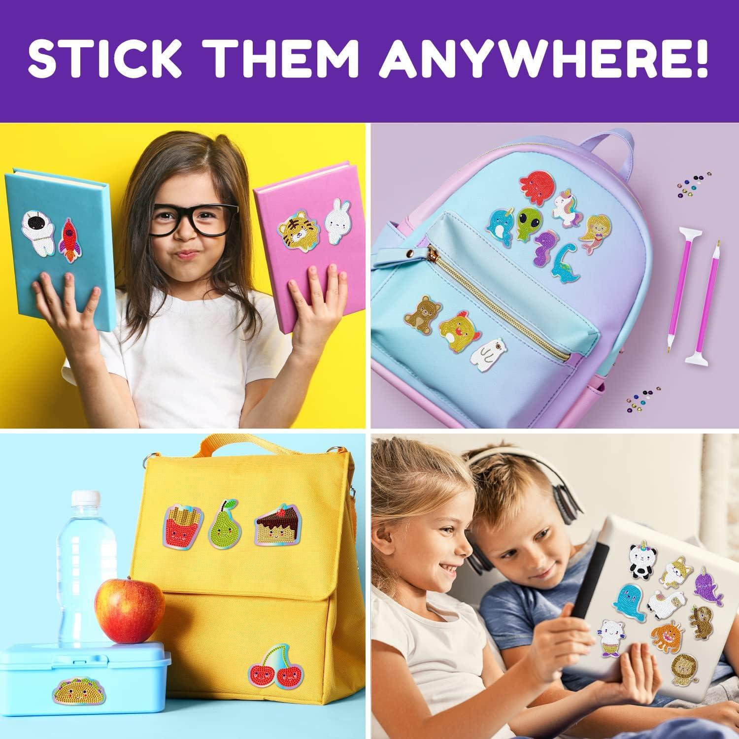 Kawaii Diamond Painting Stickers for Kids - Holographic Gem Art Kits ...