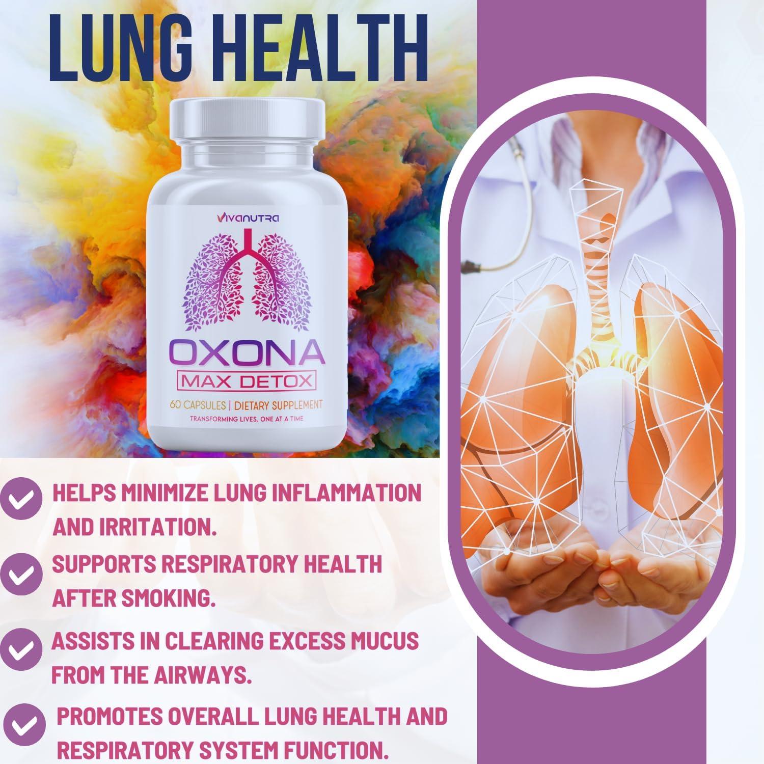Oxona Lung Cleanse & Detox - Reduce Cough, Clear Mucus & Congestion - 60 Ct