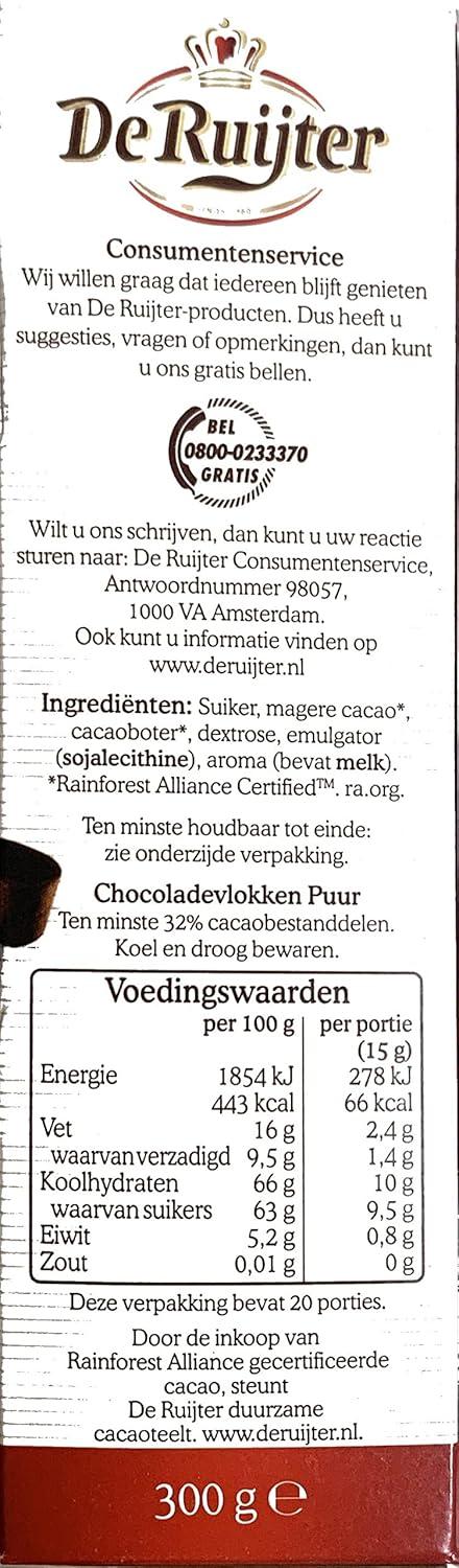 Buy X De Ruijter Chocolade-Vlokken Puur - Dark Chocolate Flakes 300g ...
