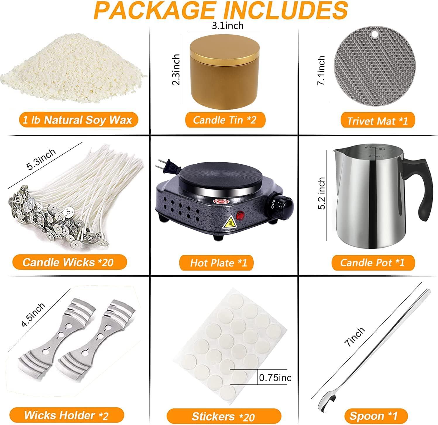 Candle Making Kit with Electronic Hot Plate - Includes Melting Pot, Soy ...
