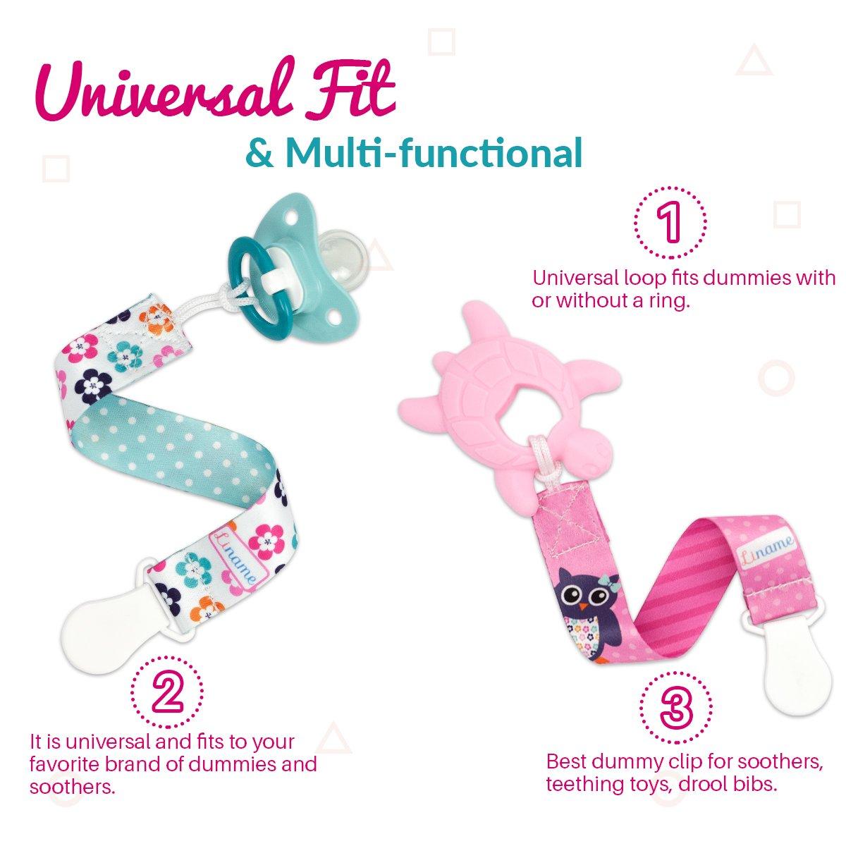 Liname Neutral Pacifier Clip - 3 Pack for Boys & Girls - Baby Binky ...