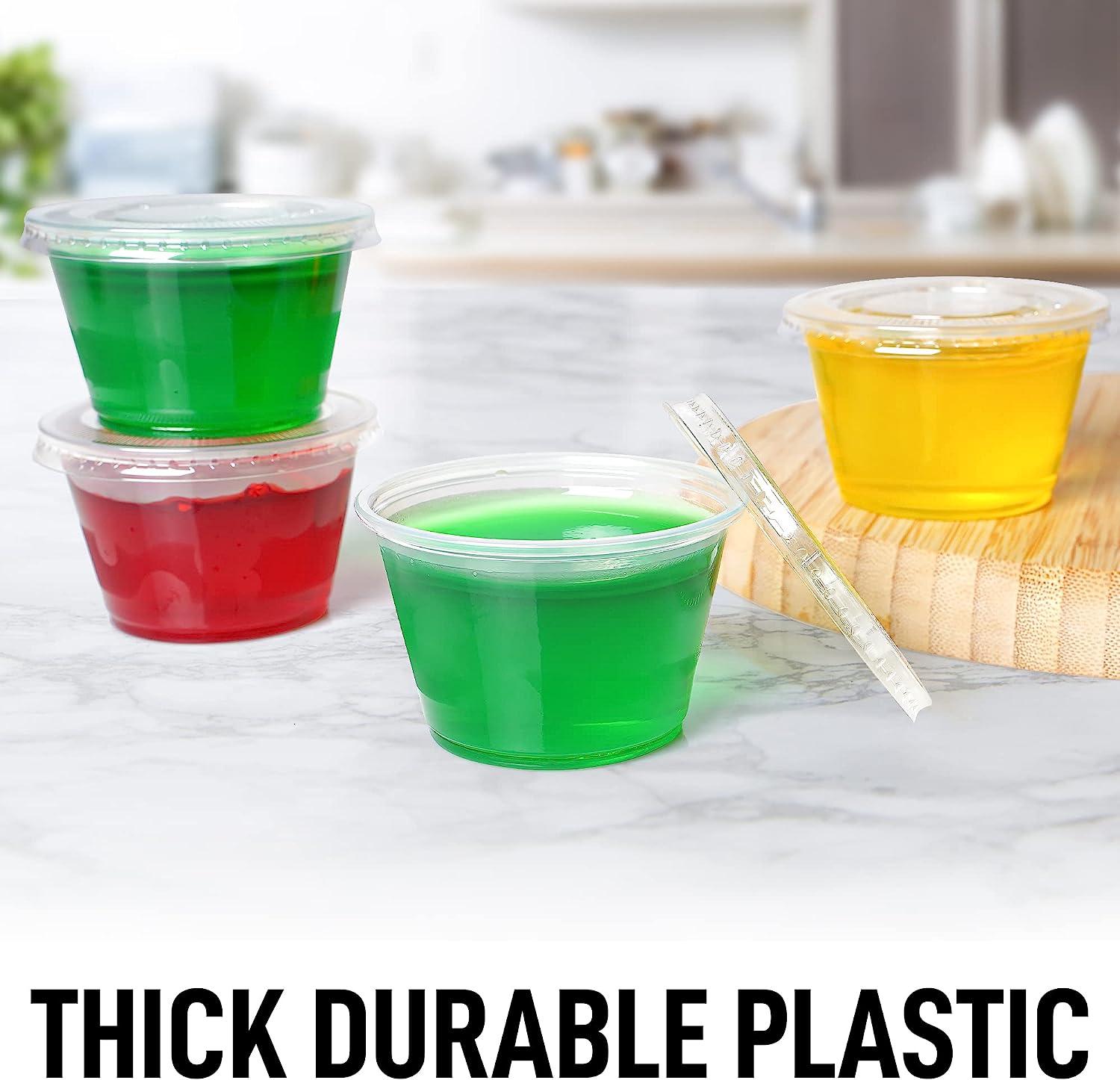 Simple Craft 4 Ounce 100 Cups Clear Jello Shot Cups with Lids - Plastic ...