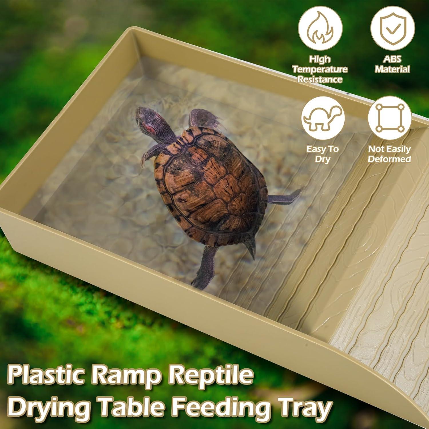 Alongen Tortoise Water Dish Tortoise Food Dish Anti Slip Reptile Pool ...