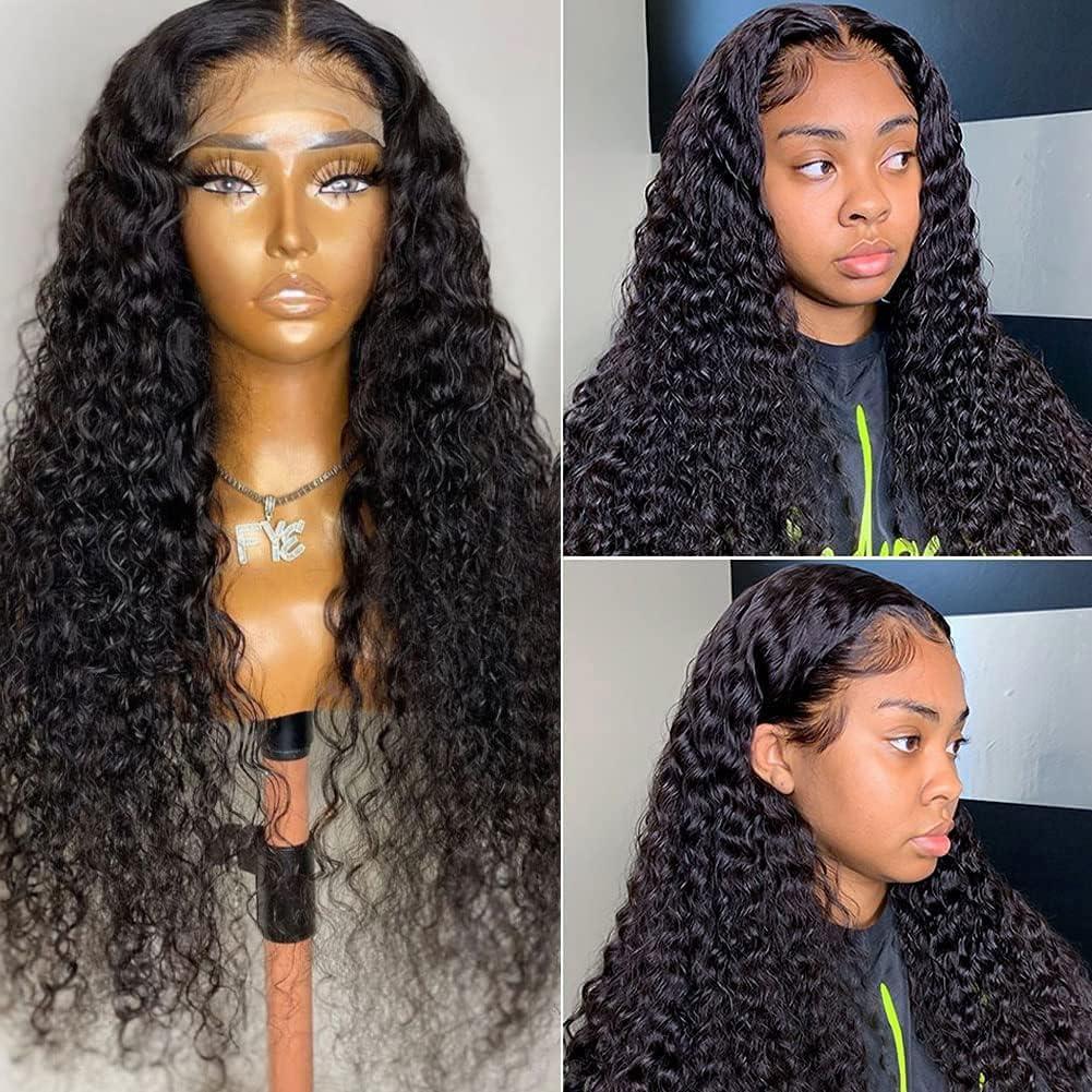 20 Inch Deep Wave Human Hair Lace Front Wig - 150% Density Pre Plucked ...