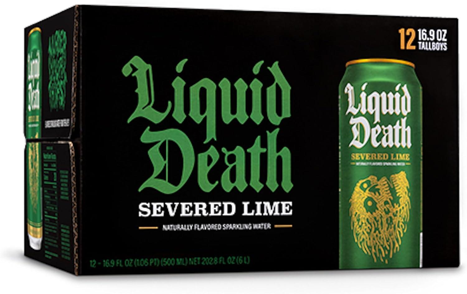 Liquid Death Sparkling Water Severed Lime 12 x 500 ml - Refreshing ...