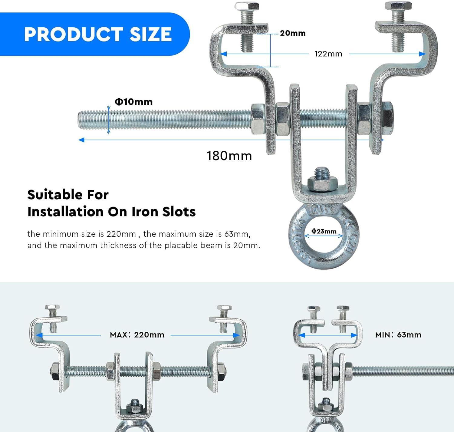 SupaWay Heavy Duty Steel I-Beam Clamp for Boxing Bags | Adjustable 63mm ...