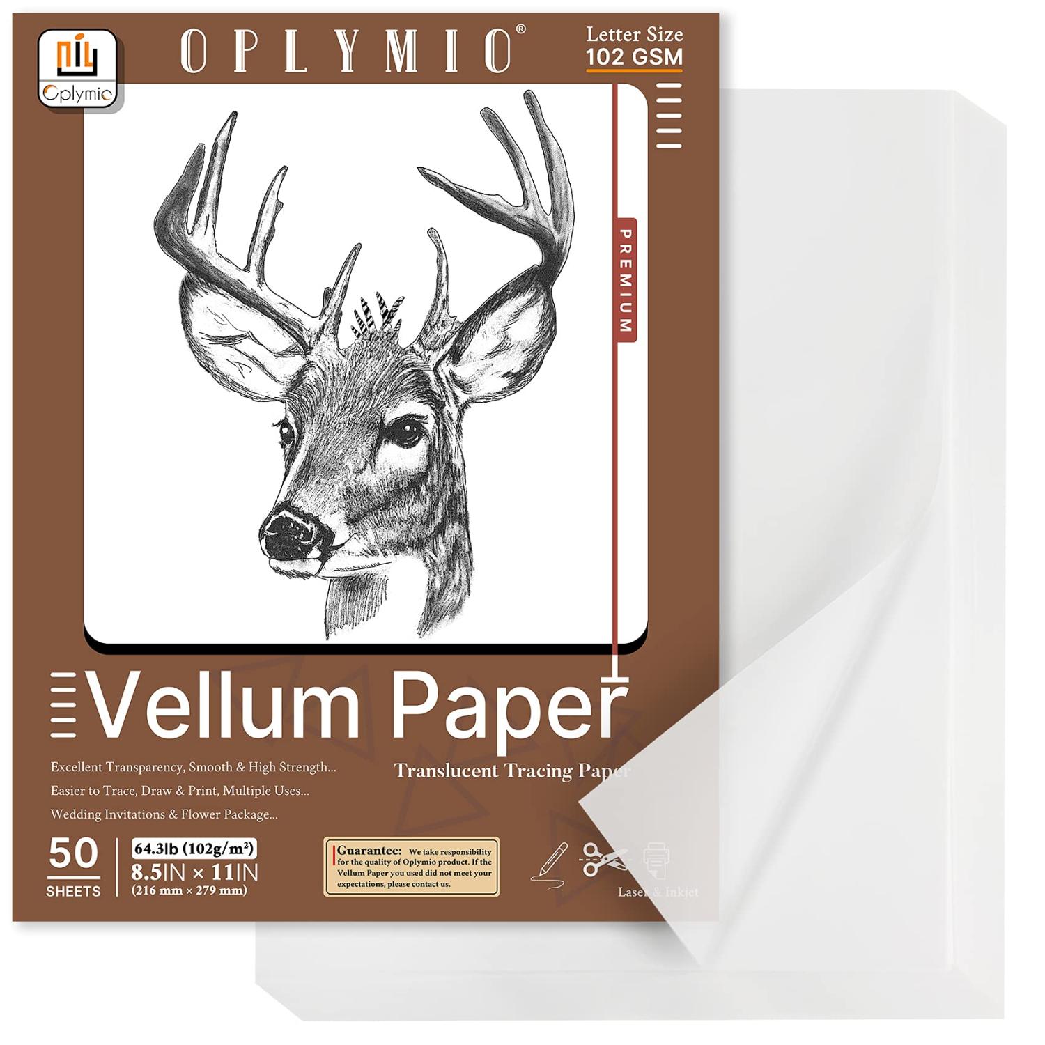 Translucent Vellum Paper - Oplymio 50 Sheets 102GSM - Printable ...