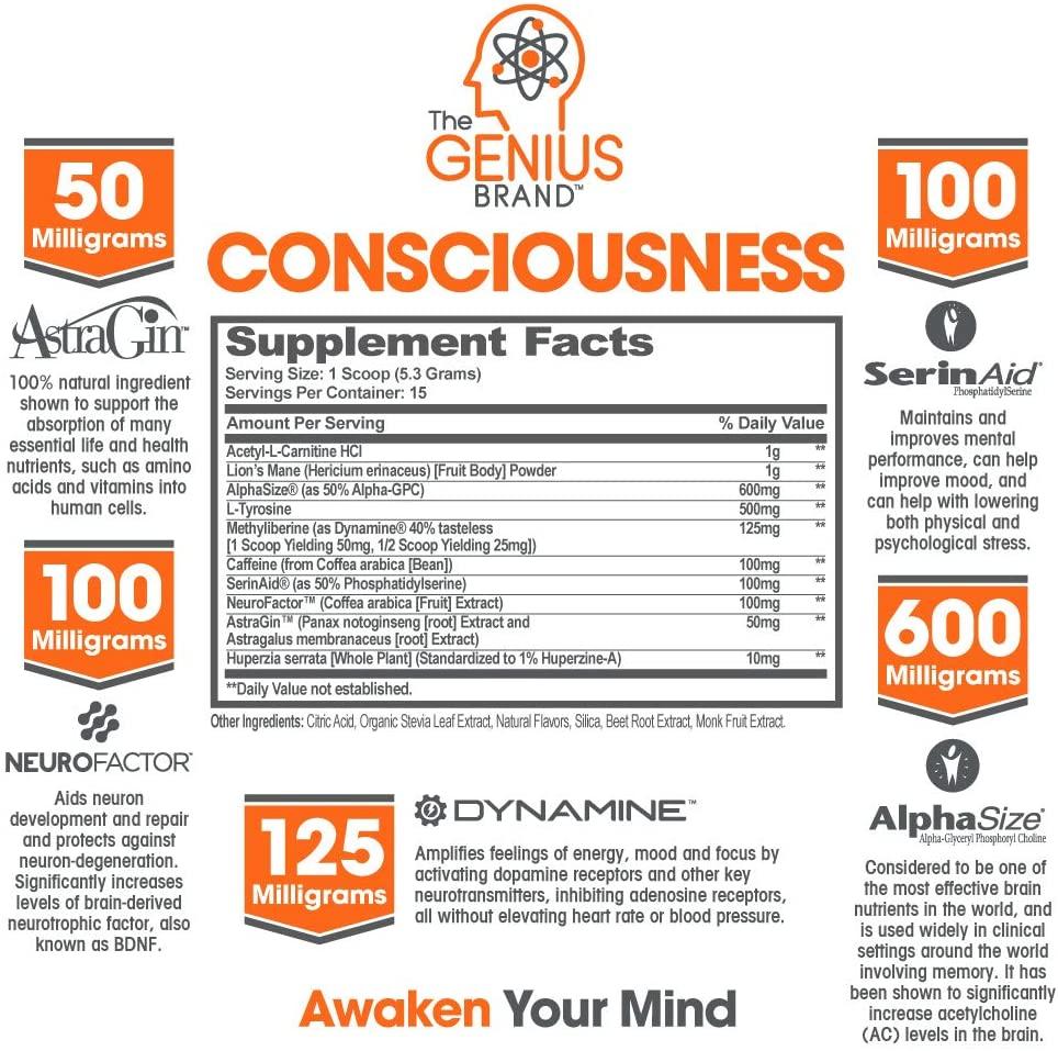 Genius Consciousness Super Nootropic - Watermelon Brain Booster Supplement, 79g | Buy Now with ...