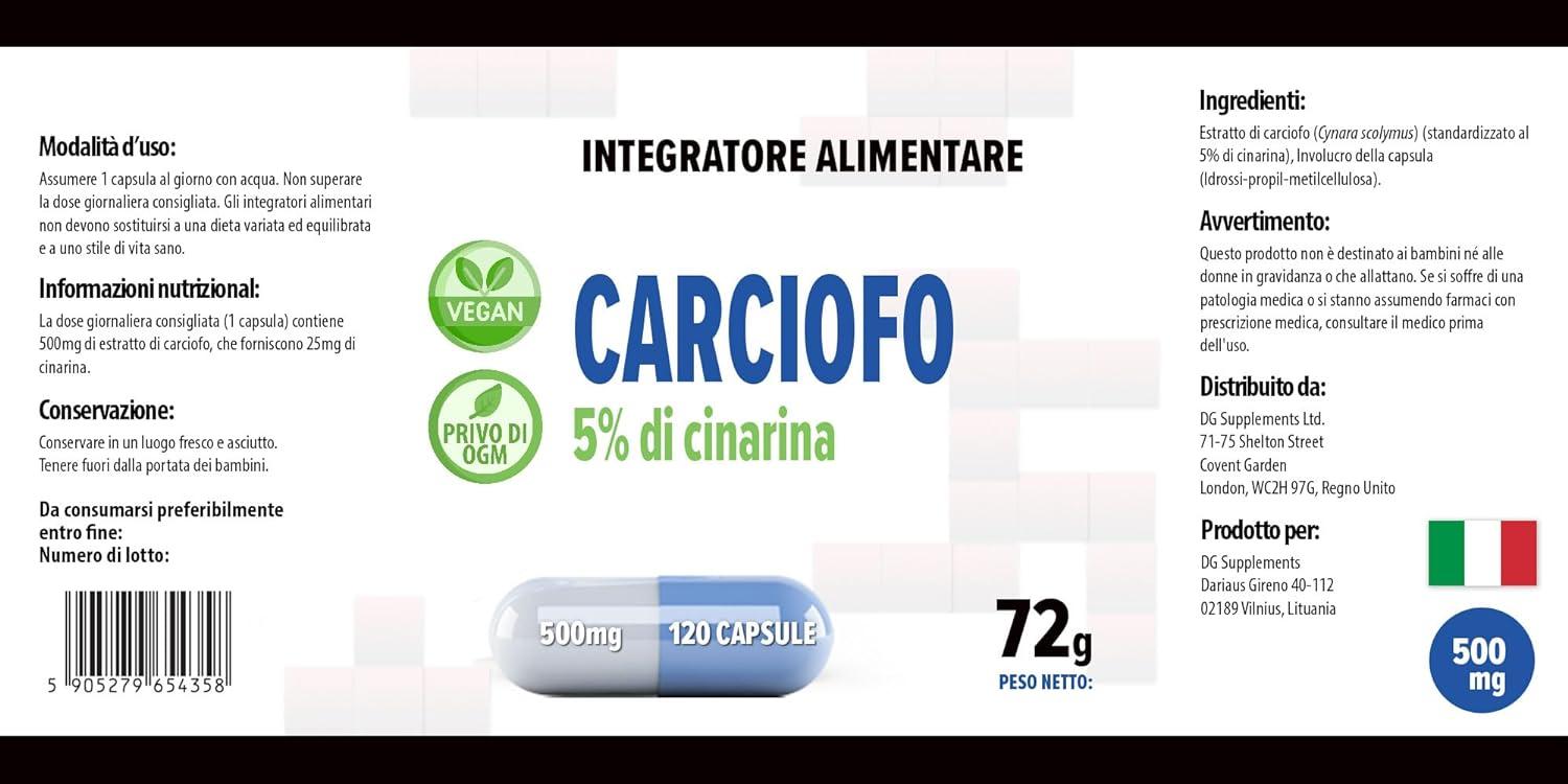 Hepatica Artichoke Extract 500mg | 120 Vegan Capsules | 5% Cynarin ...