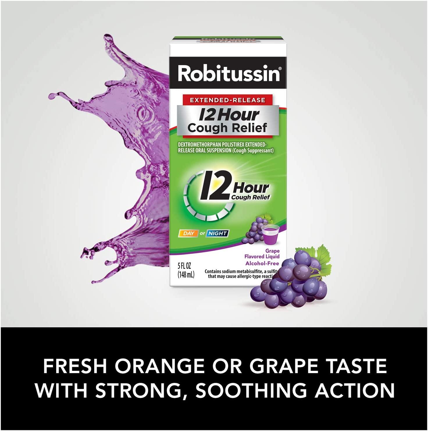 Robitussin Extended-Release 12 Hour Alcohol-Free Grape Cough Relief - 3 ...